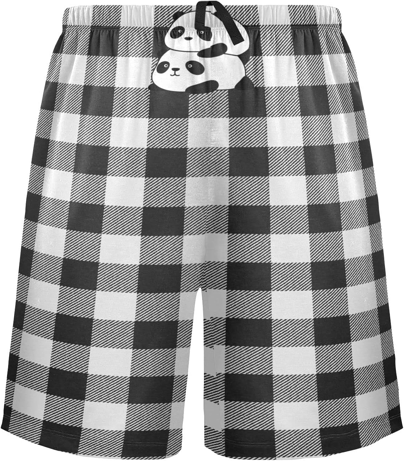 White and Black Buffalo Plaid Panda Men's Athletic Shorts,Men's Pajama ...