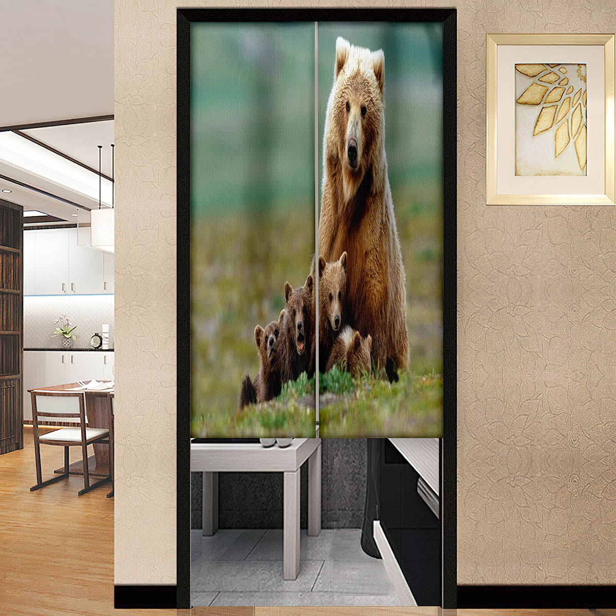 White and Black Cute Tiger Door Curtain Wild Animal Noren No Punching ...