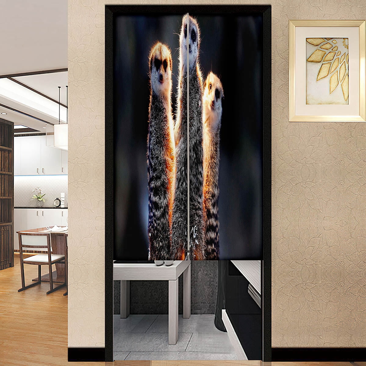 White and Black Cute Tiger Door Curtain Wild Animal Noren No Punching ...