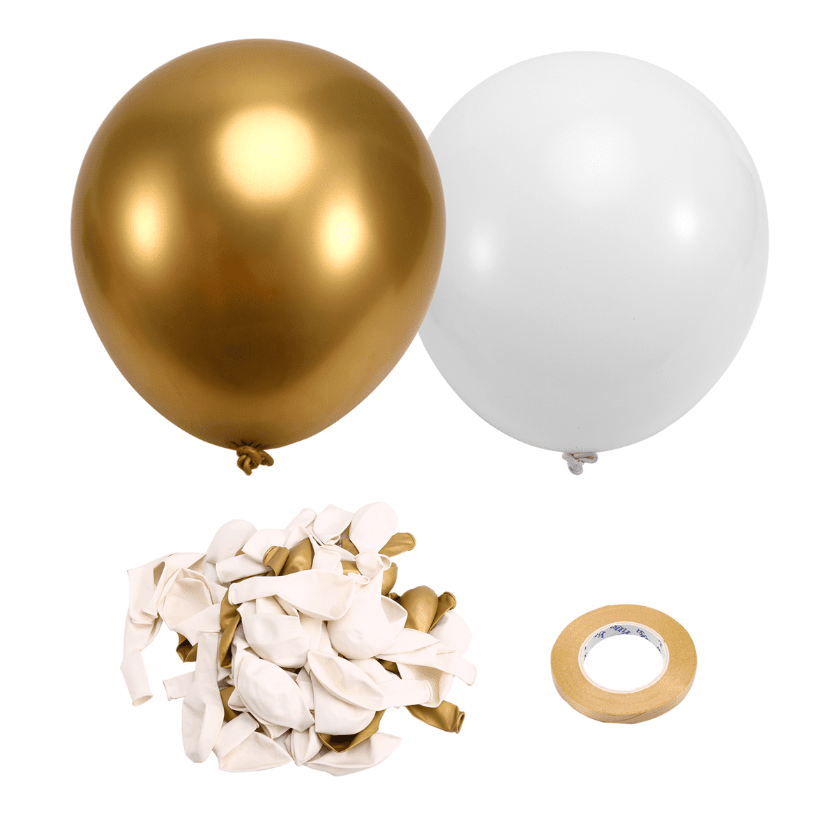 White and Gold Latex Balloons, 67pcs 12 Inch Metallic Gold and White ...