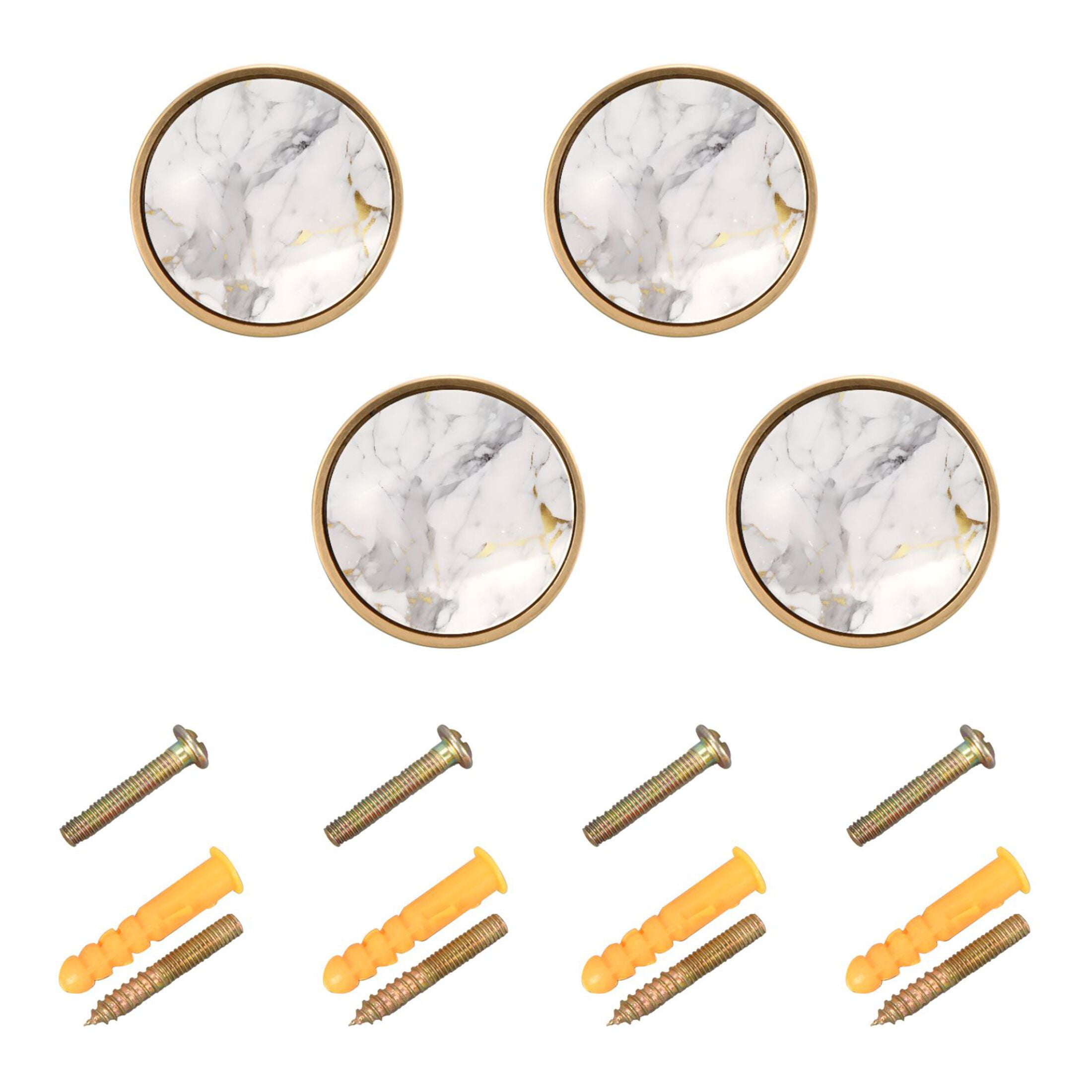 White and Gold Marble Cabinet Knobs Kitchen Drawers Knobs Door Round Pulls Knob Handles Dresser ...