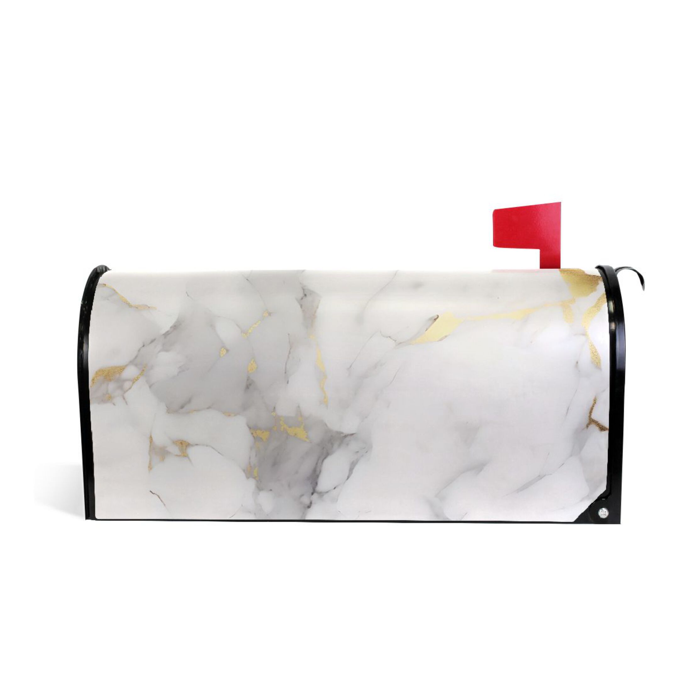 White and Gold Marble Magnetic Mailbox Covers 18"x 20.8" Post Box Wraps ...