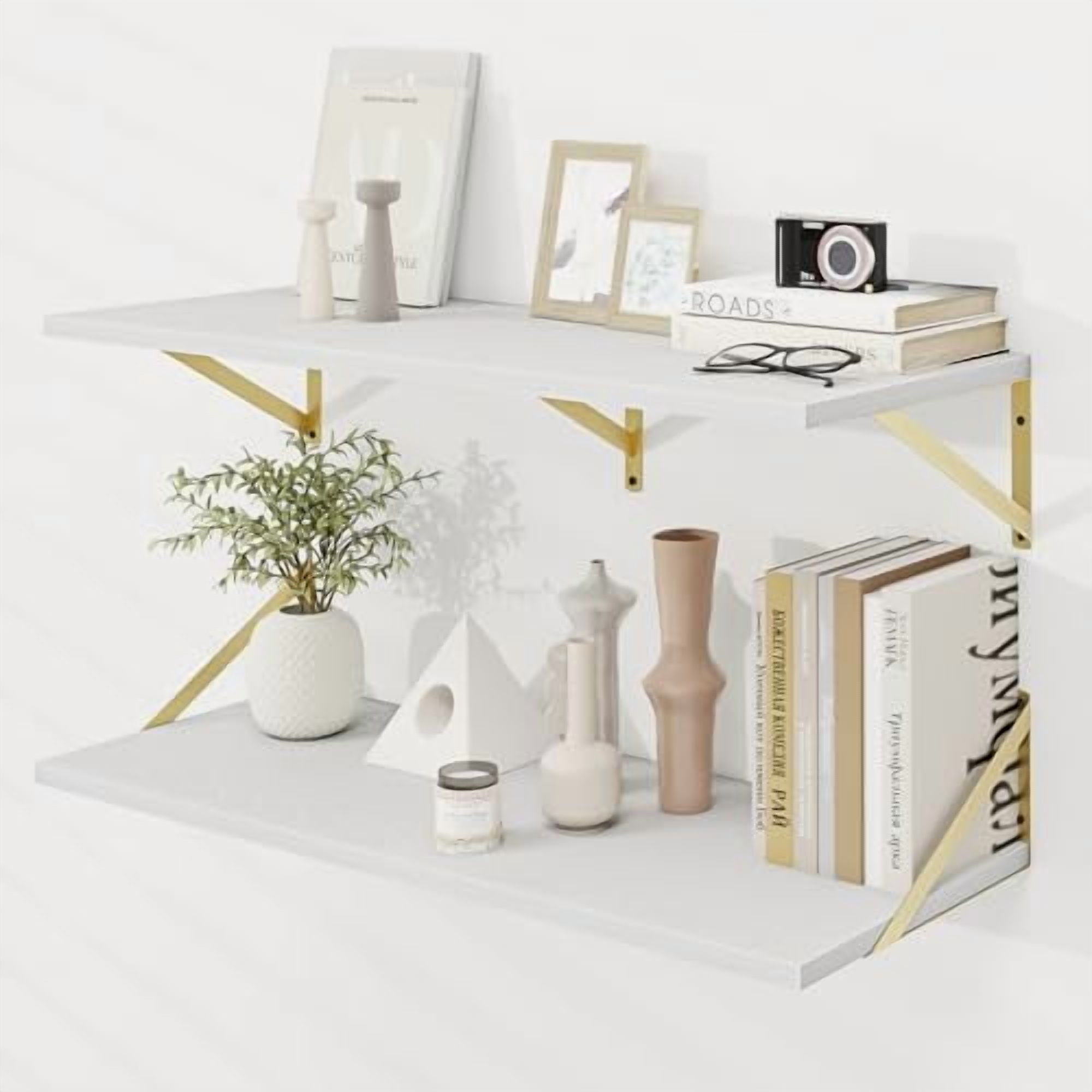 White and Gold Shelves,36 inch Shelf, Large Floating Shelf 12 inch Deep ...