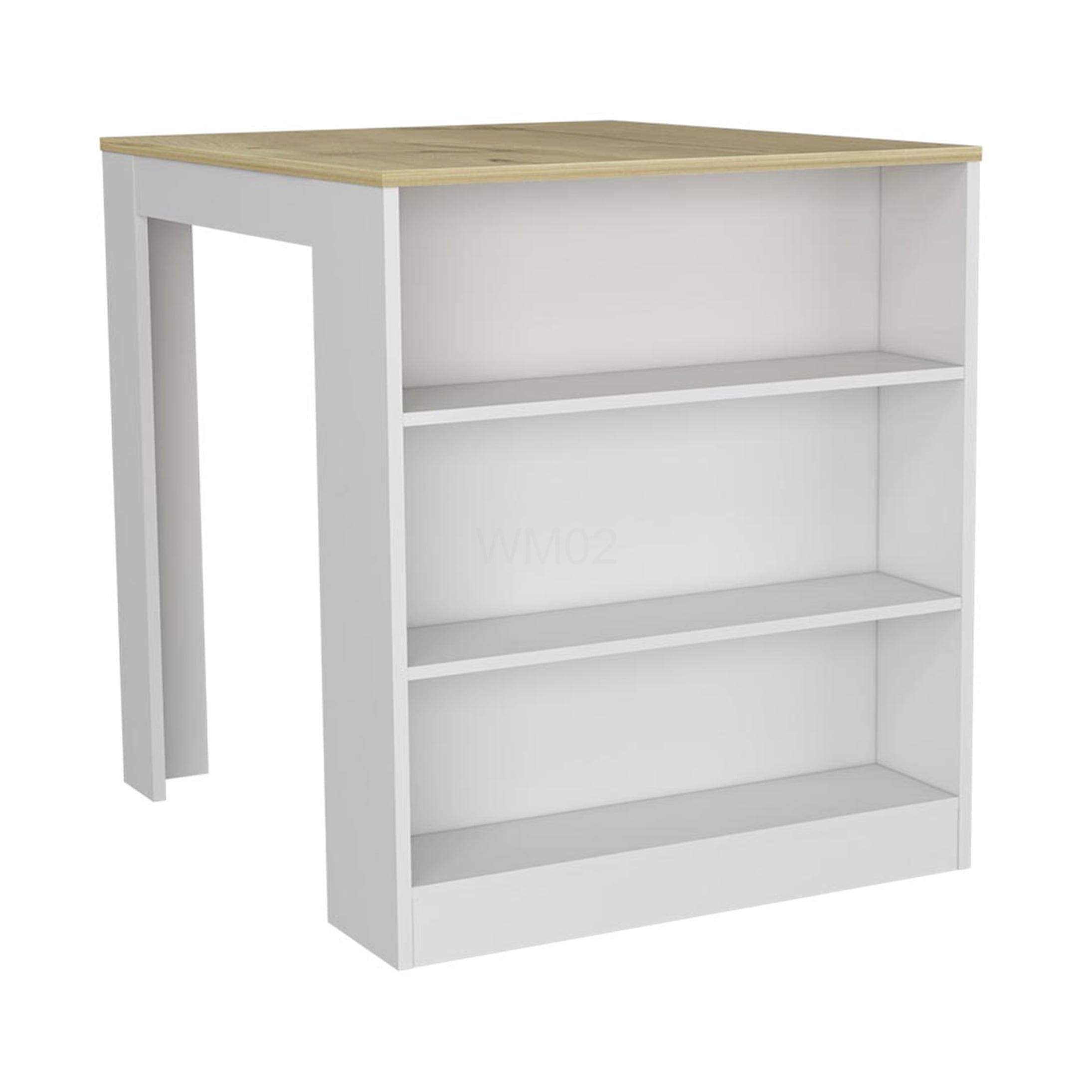 White and Light Oak Kitchen Counter Dining Table, 36.2x36.2 Inch Small ...