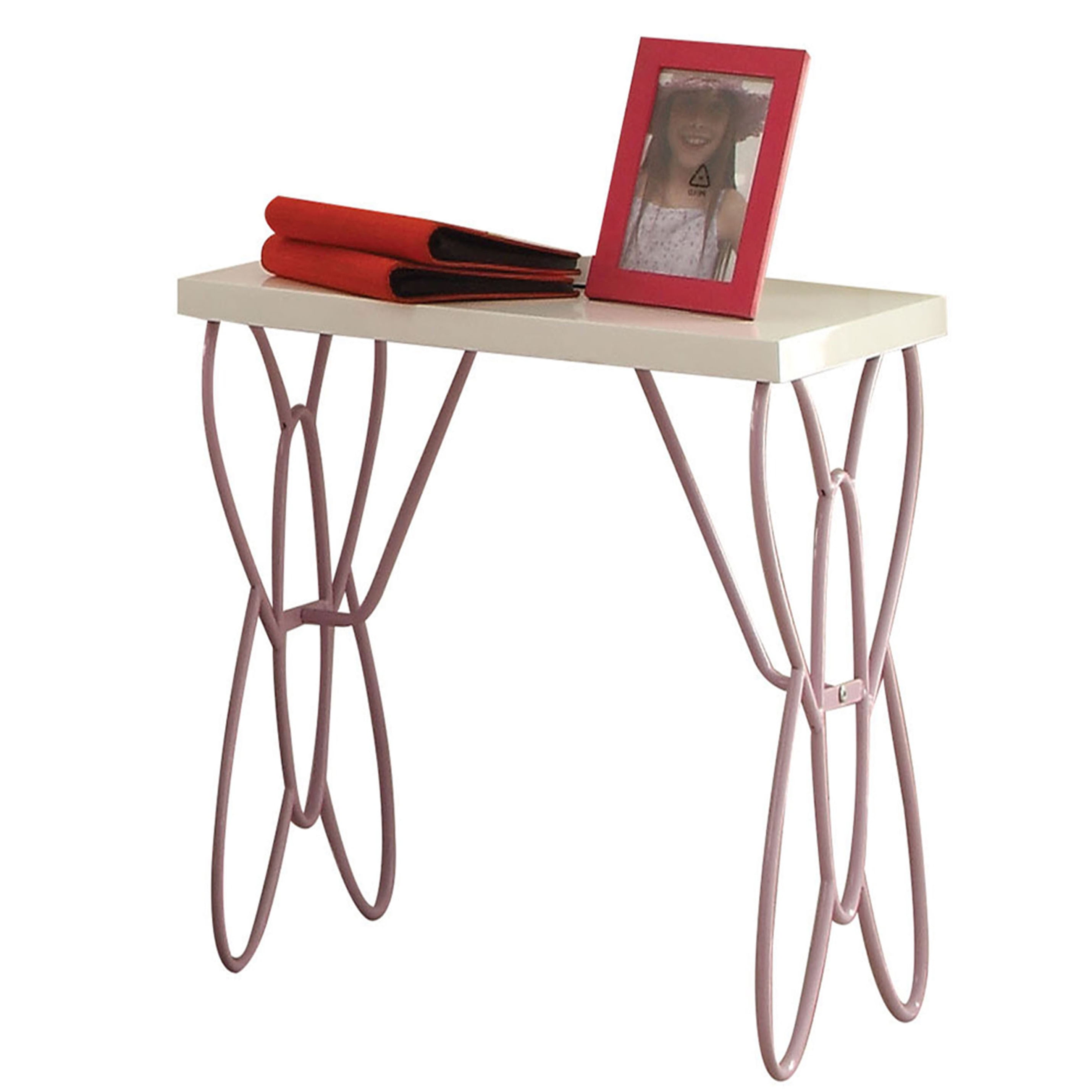 White and Light Purple Nightstand,White Wood+Metal Furniture Bedroom ...