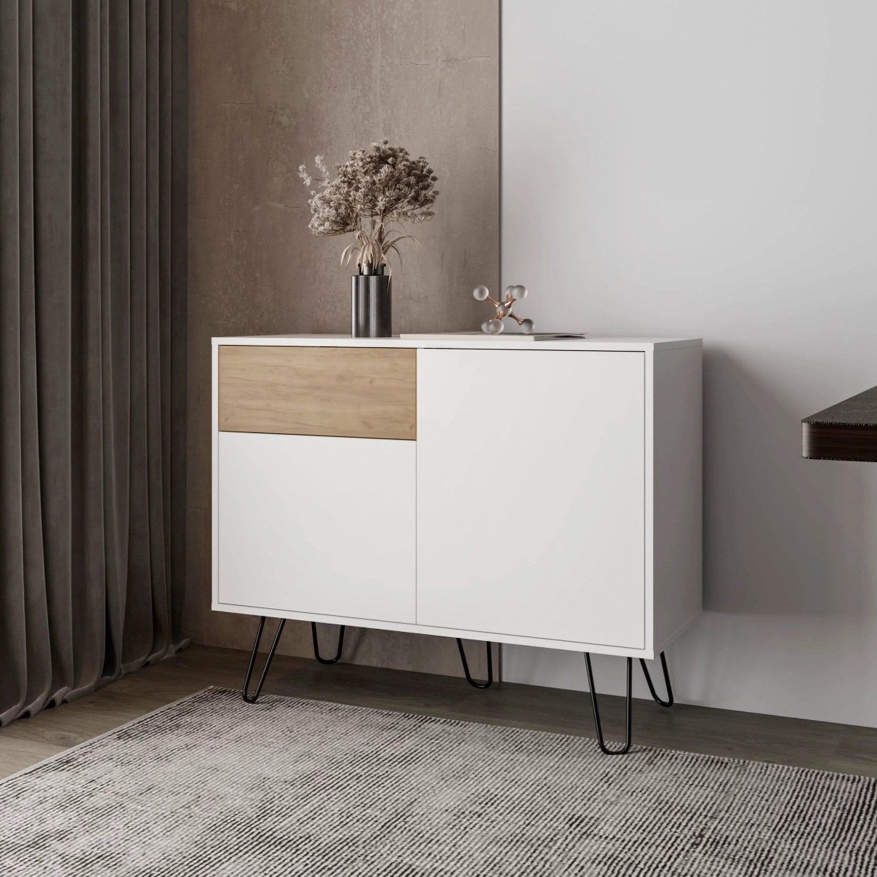 White and Natural Oak Color - Four Shelves for Ample Room - Dining Room ...