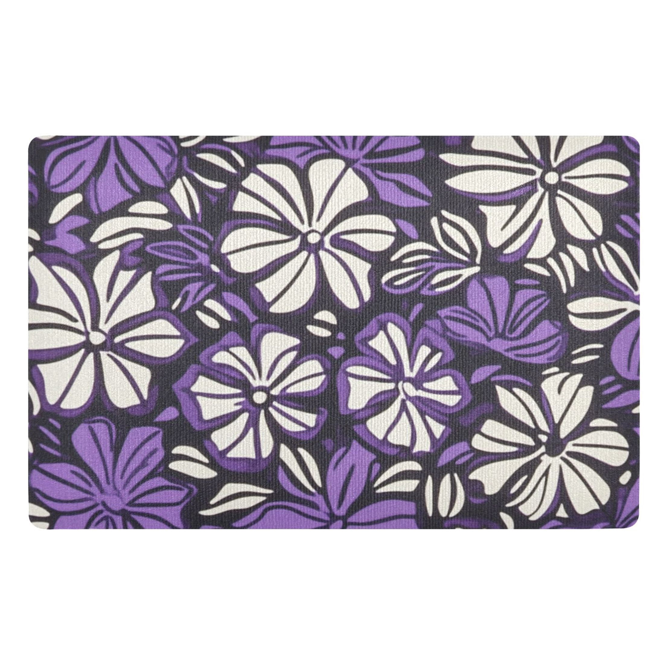 White and Purple Flowers Floor Door Mat Outdoor Indoor for Home ...