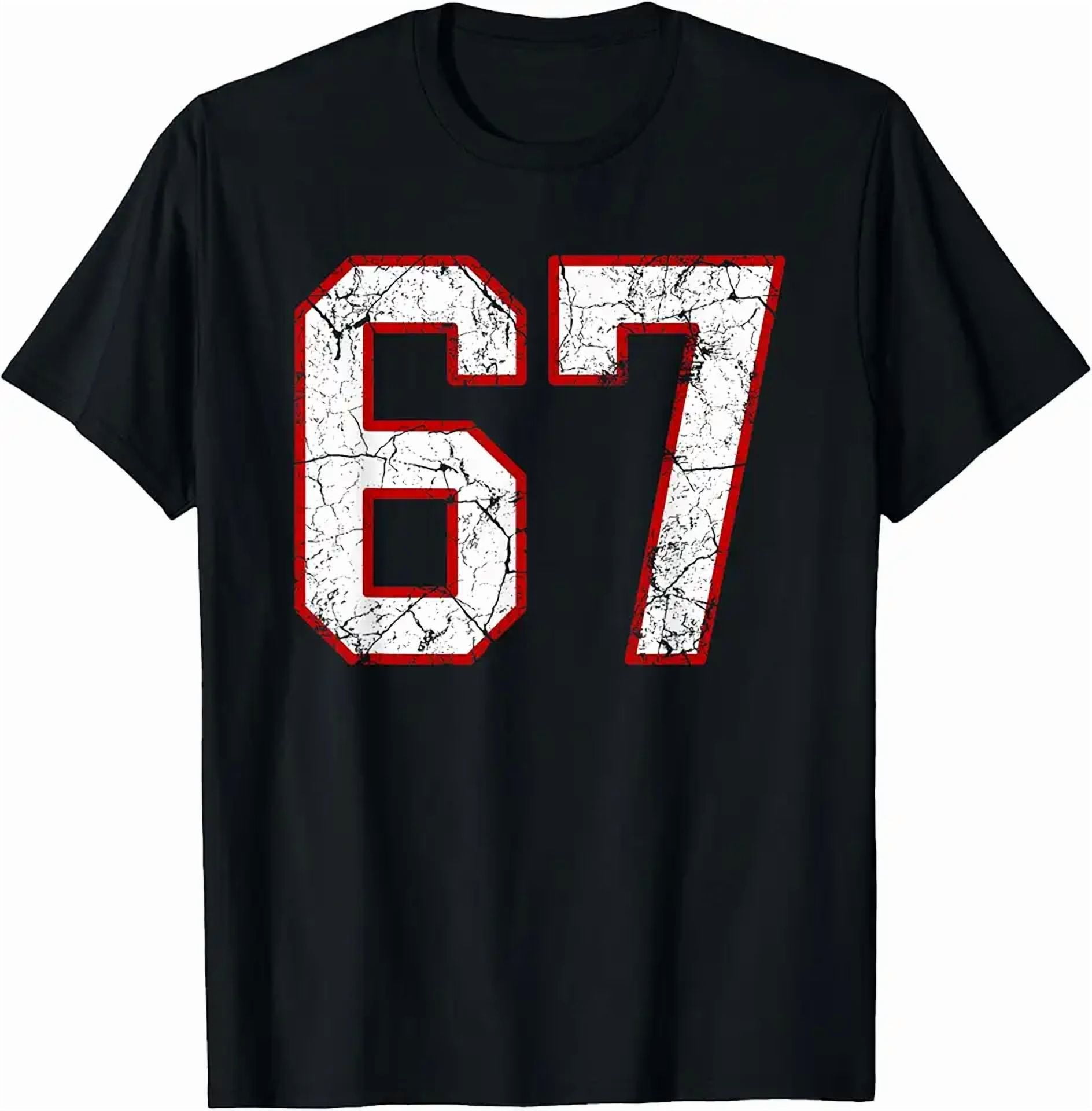 White and Red Sports Number 67 Jersey Uniform Player T-Shirt - Walmart.com