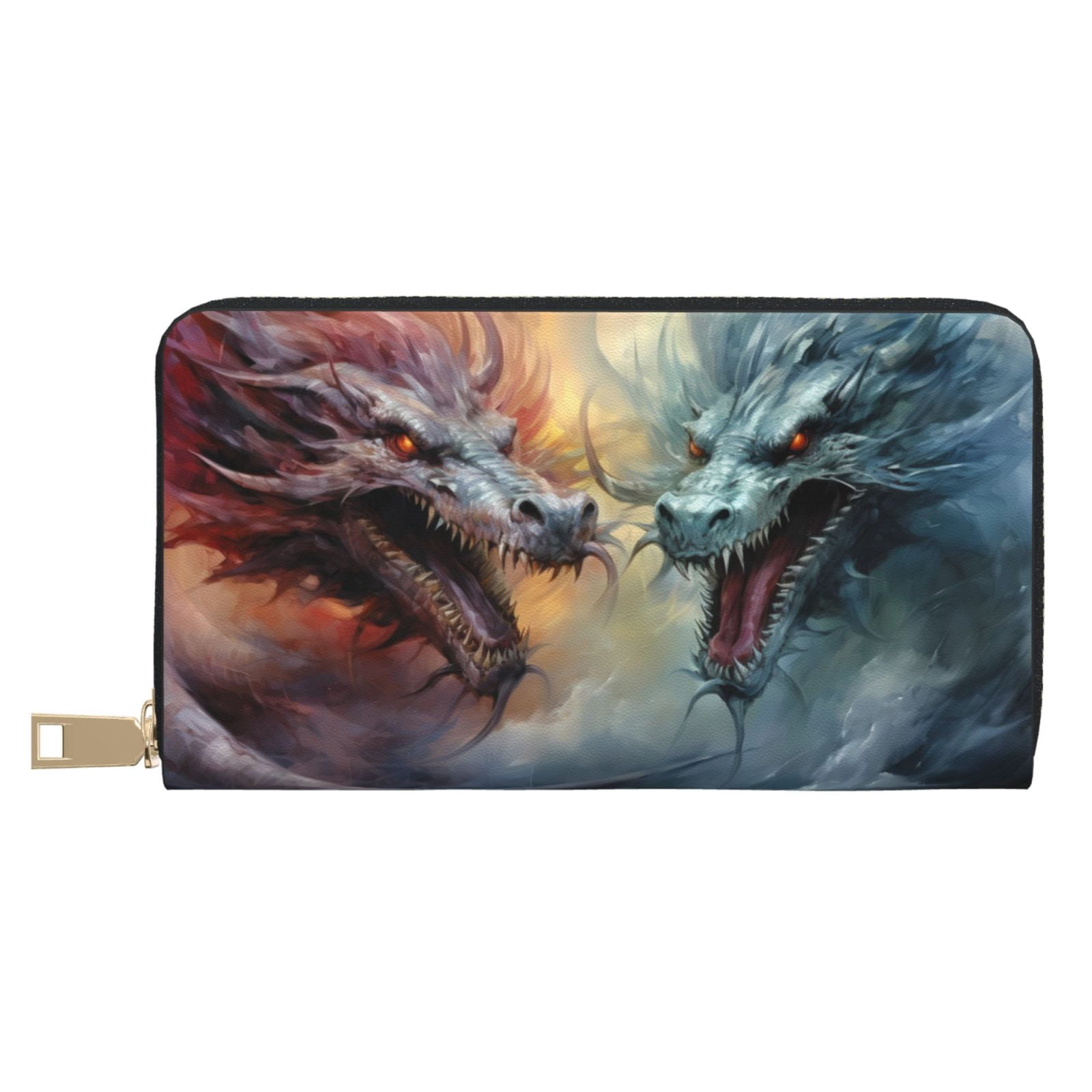 White and Red Storm Dragon Wallet Women, Leather Bifold Multi Card ...