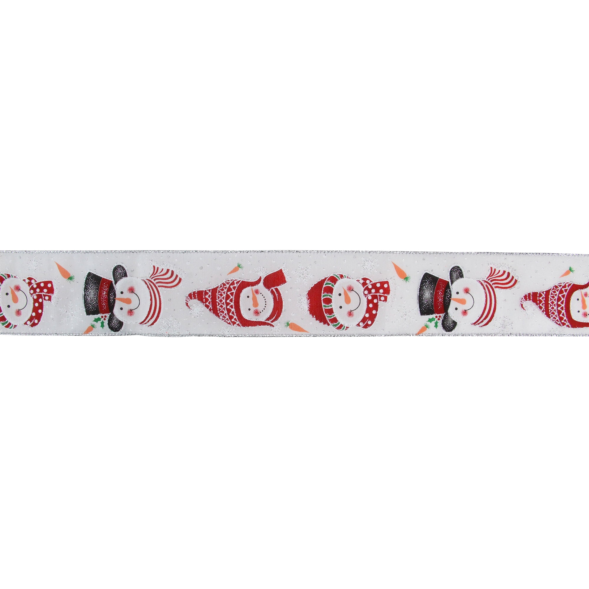 Northlight Red and White Snowman Christmas Wired Craft Ribbon 2.5" x 16 ...