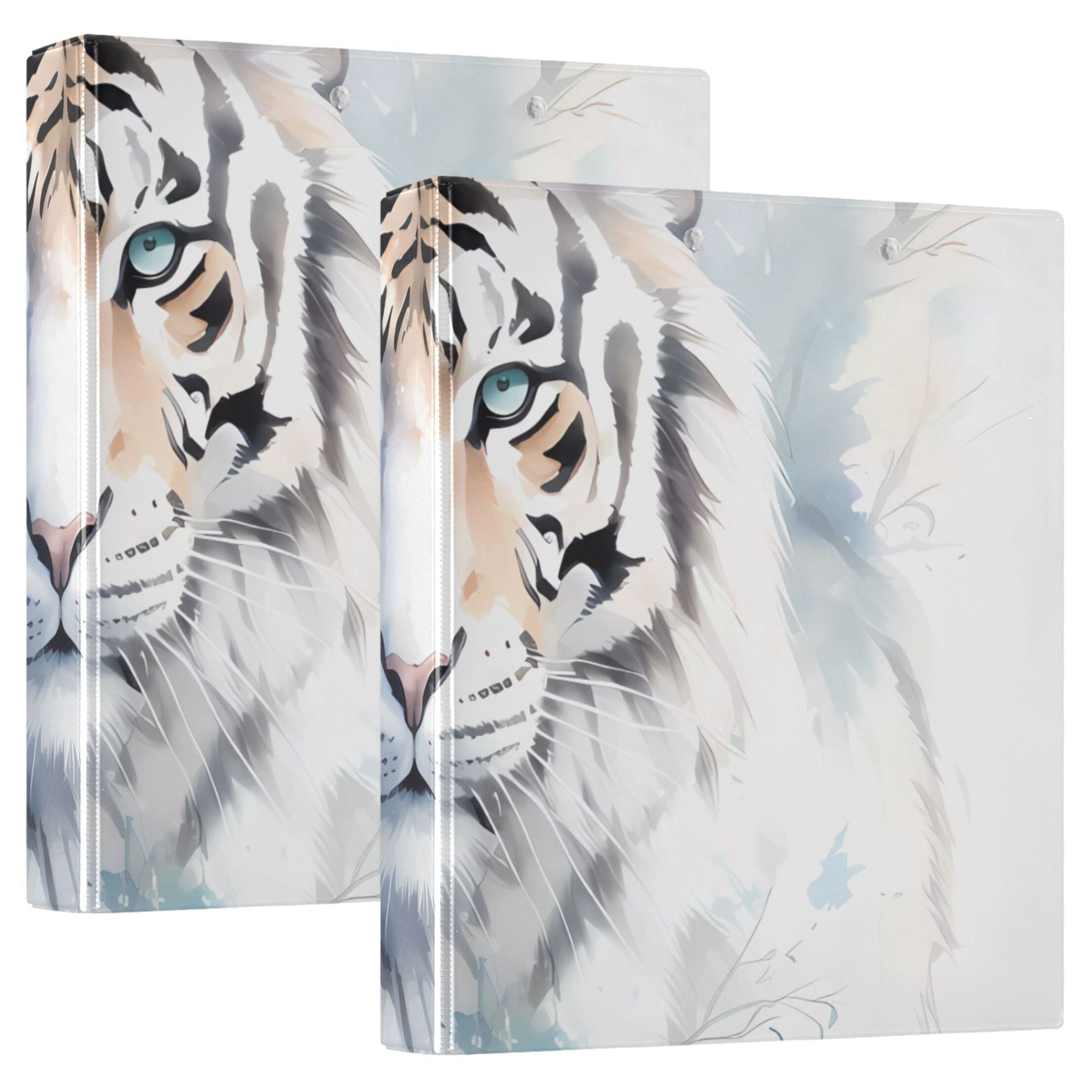 White and Tiger 3 Ring Binders 1.5 inch Hardcover File Folders with ...