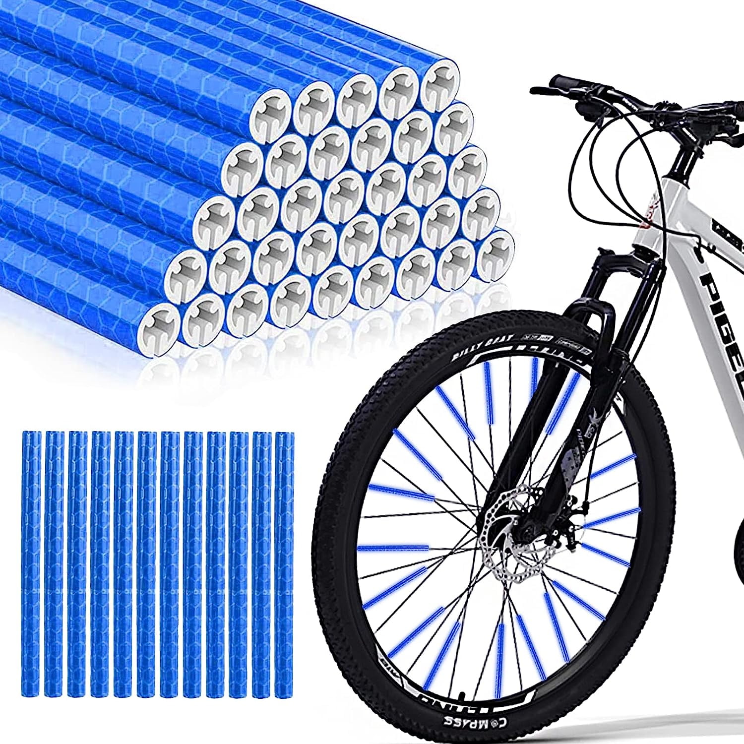 White bicycle spoke reflector, 72 pieces, reflective, high visibility ...
