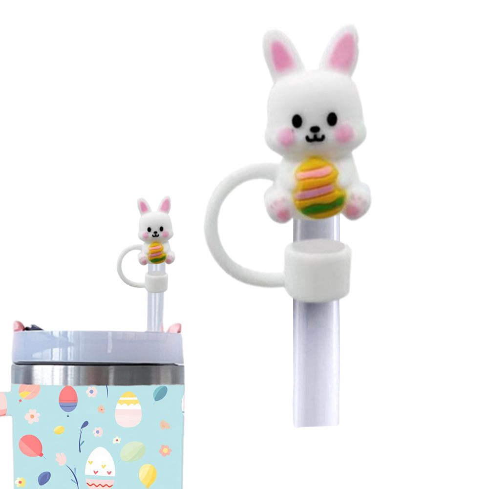 White bunny (F)$ Easter straw hat large diameter 10mm clover straw ...