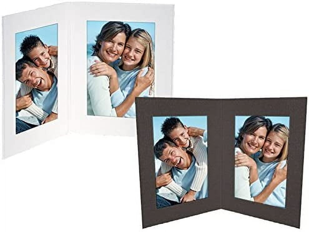 White cardboard double photo folder frame w/plain border sold in 25s ...