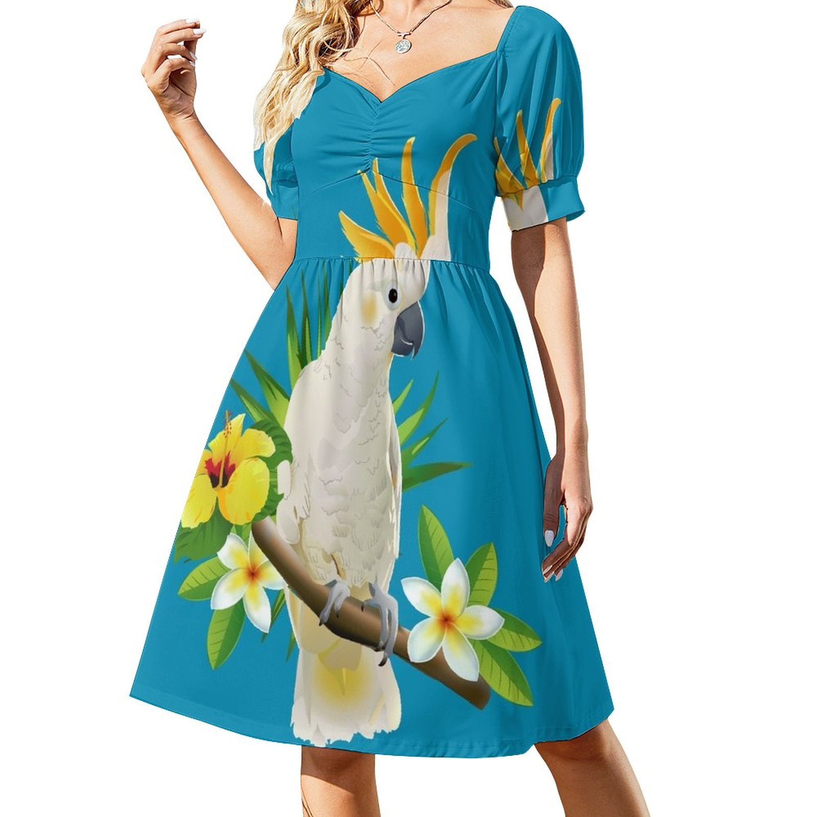 White cockatoo tropical parrot Dress Cocktail of dresses summer dress ...