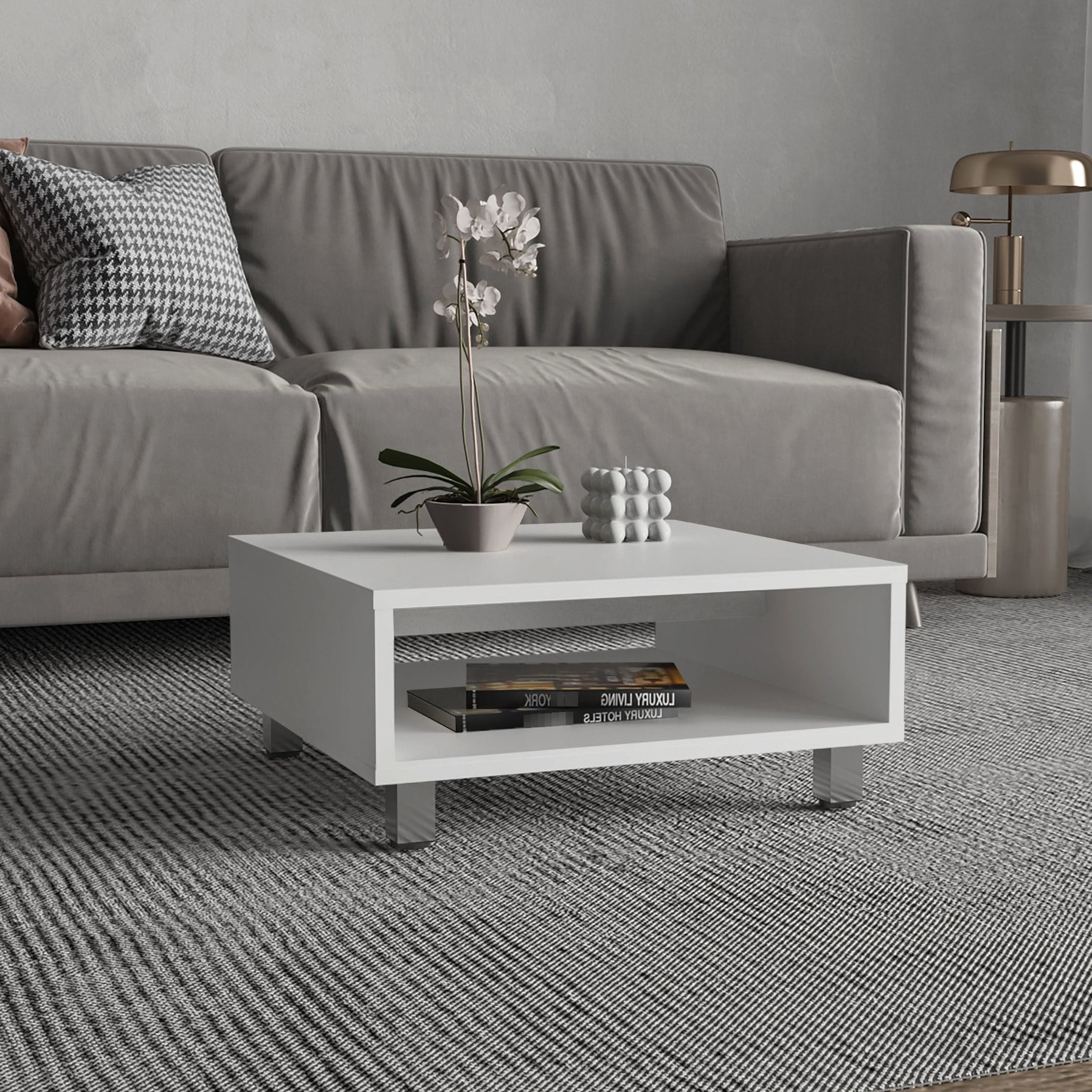 White color scheme - Open shelf for easy reach - Various living rooms ...