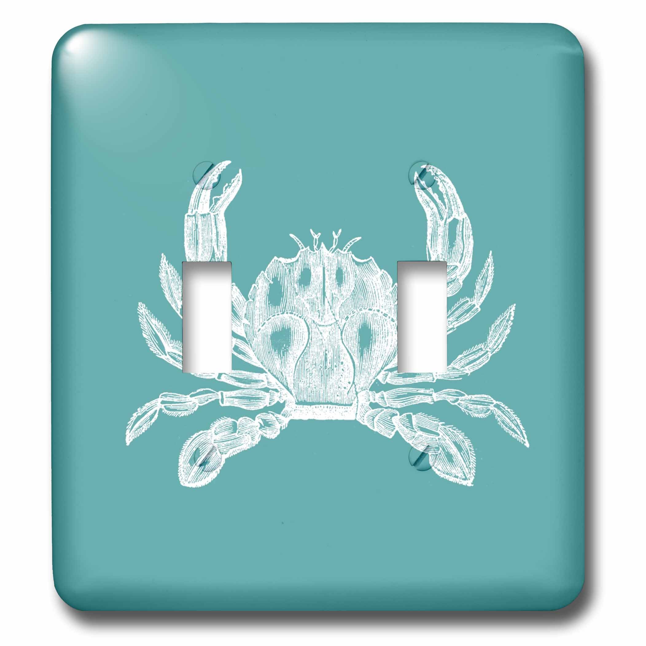 White crab etched teal turquoise aqua blue - nautical beach sea ocean ...
