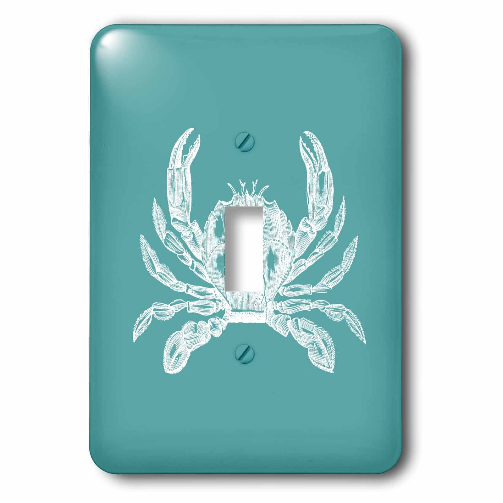 White crab etched teal turquoise aqua blue - nautical beach sea ocean ...