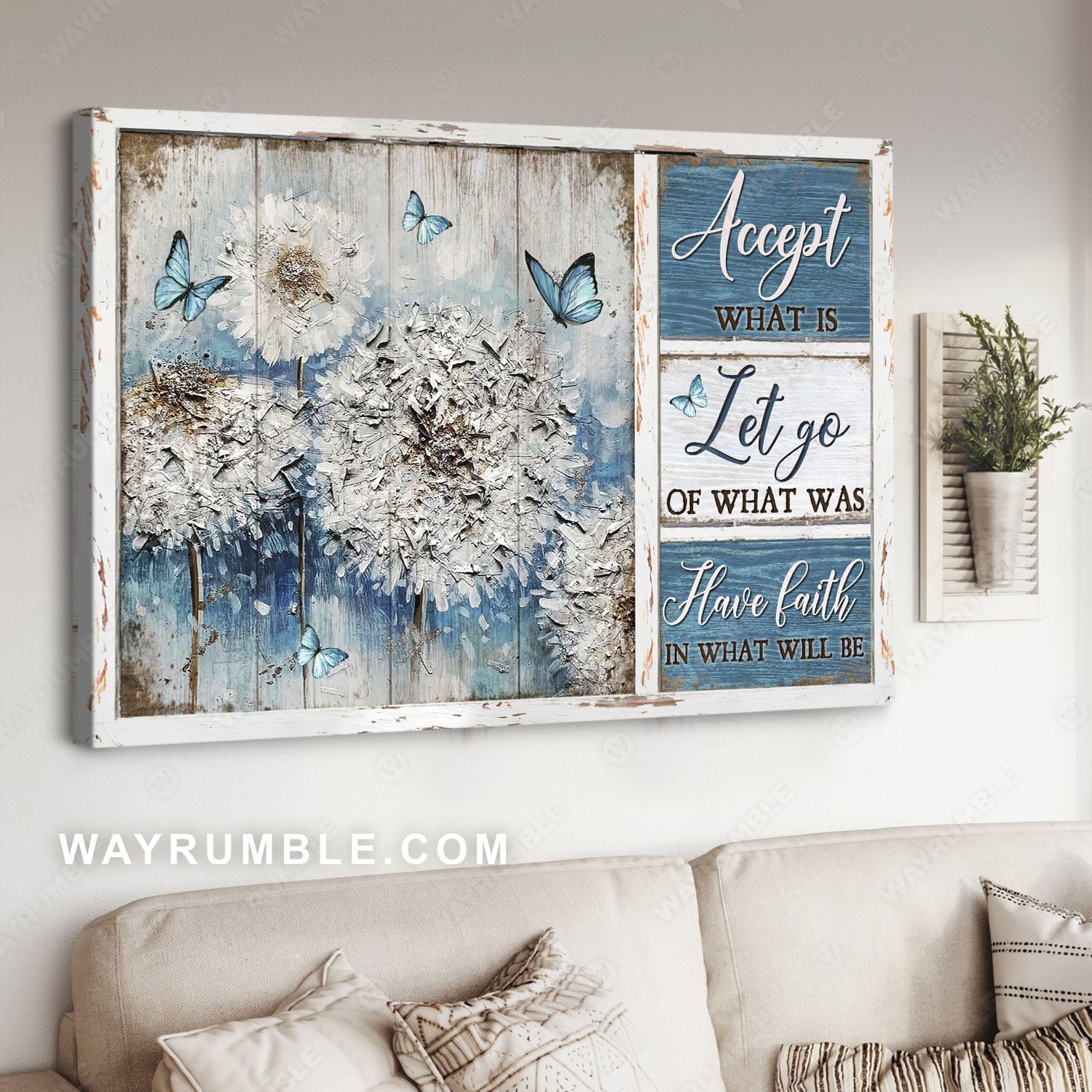 White daisy, Vintage wood, Blue butterfly, Accept what is - Jesus ...