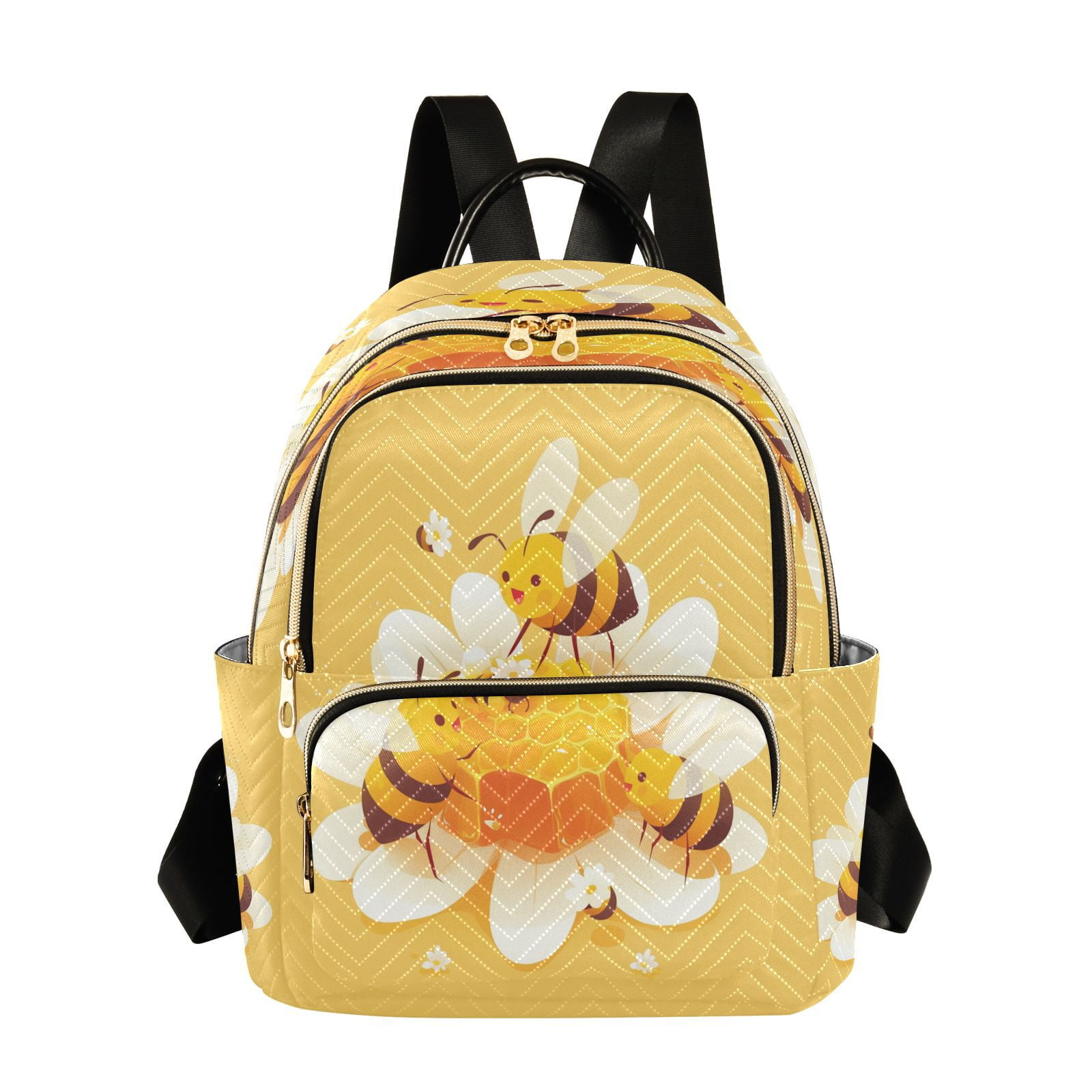 White daisy and bee Mini Backpack Wallet Women Travel Backpack Fashion ...
