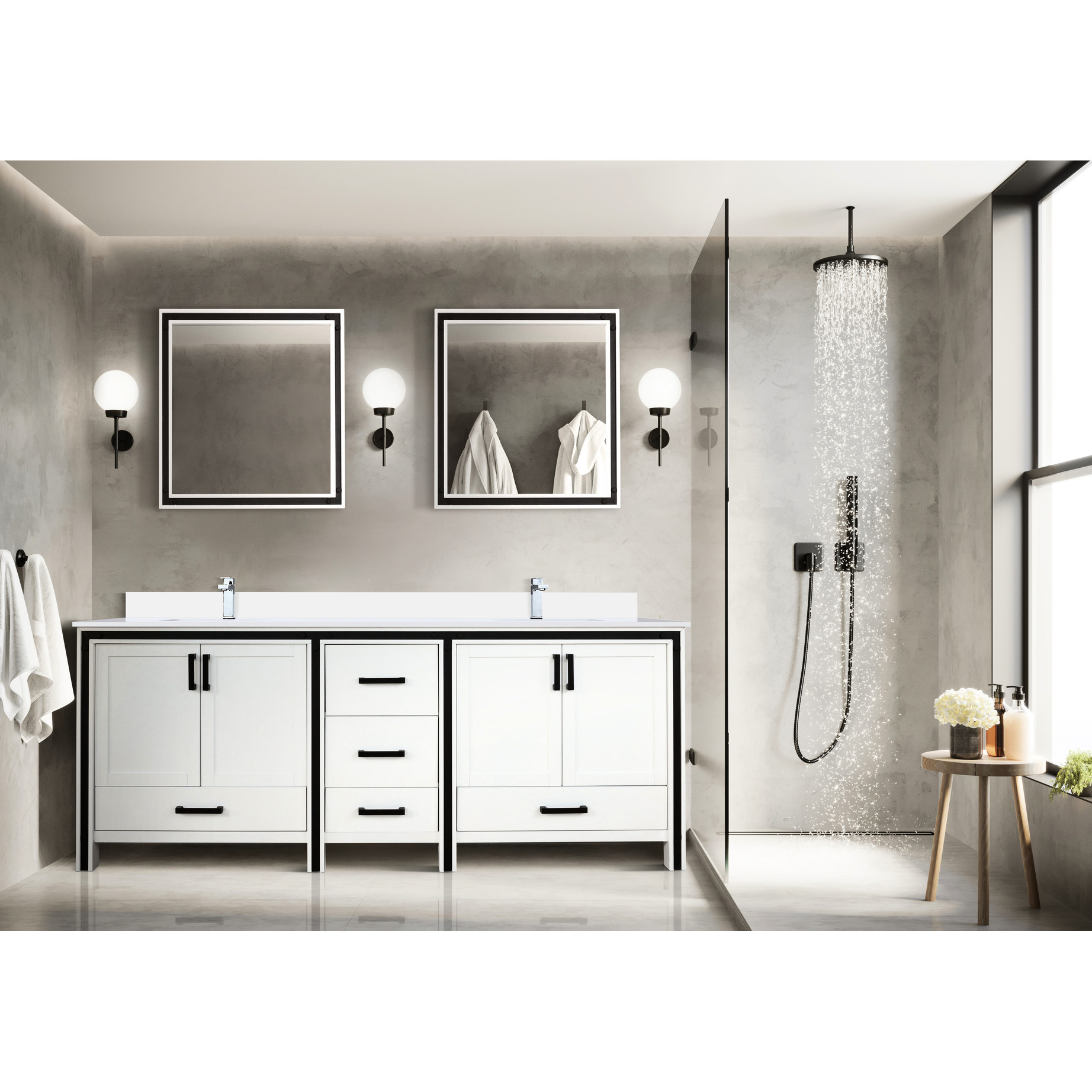 White double vanity with plywood and wood construction | Ideal for ...