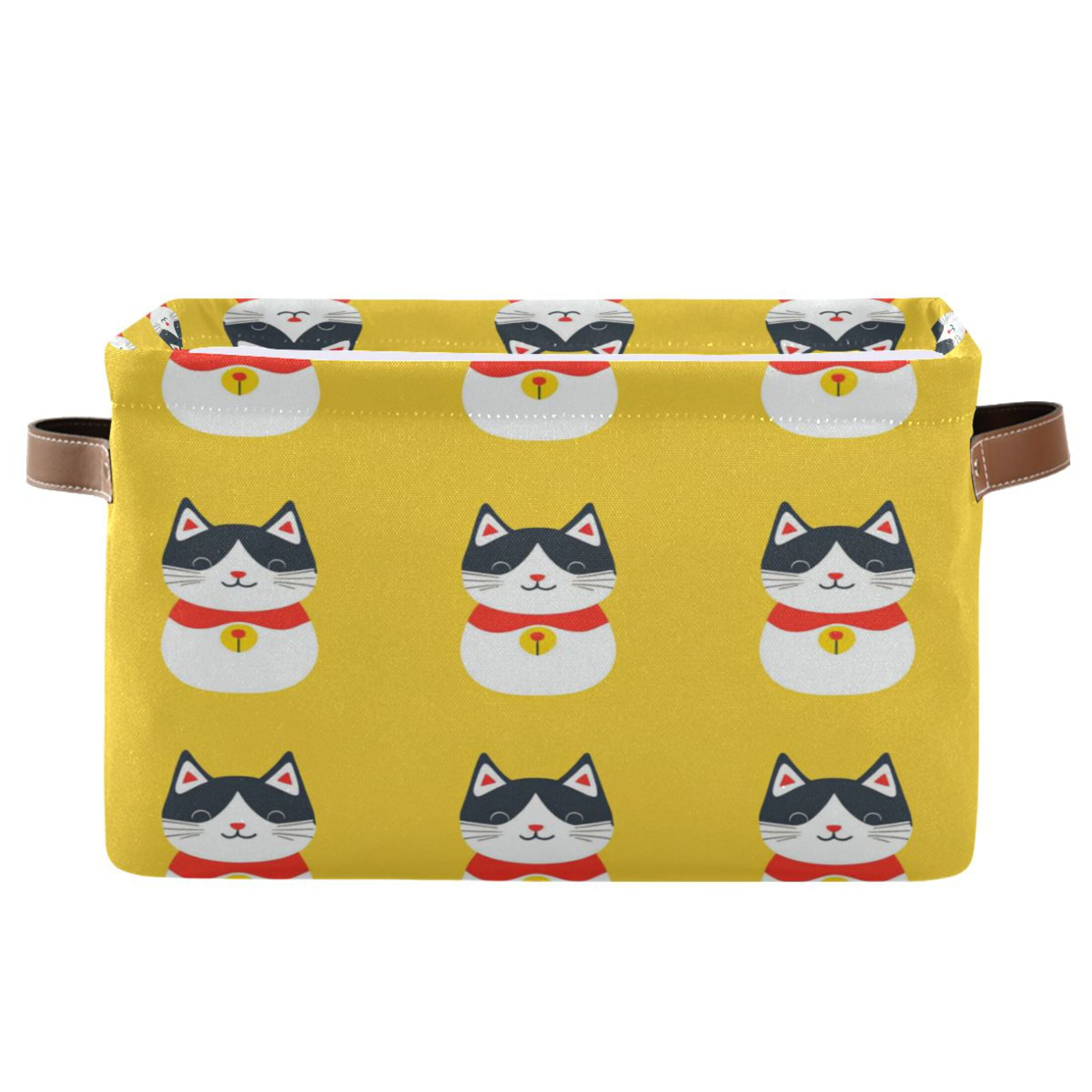 White-faced Cats Foldable Storage Basket,Canvas Fabric Foldable Storage ...