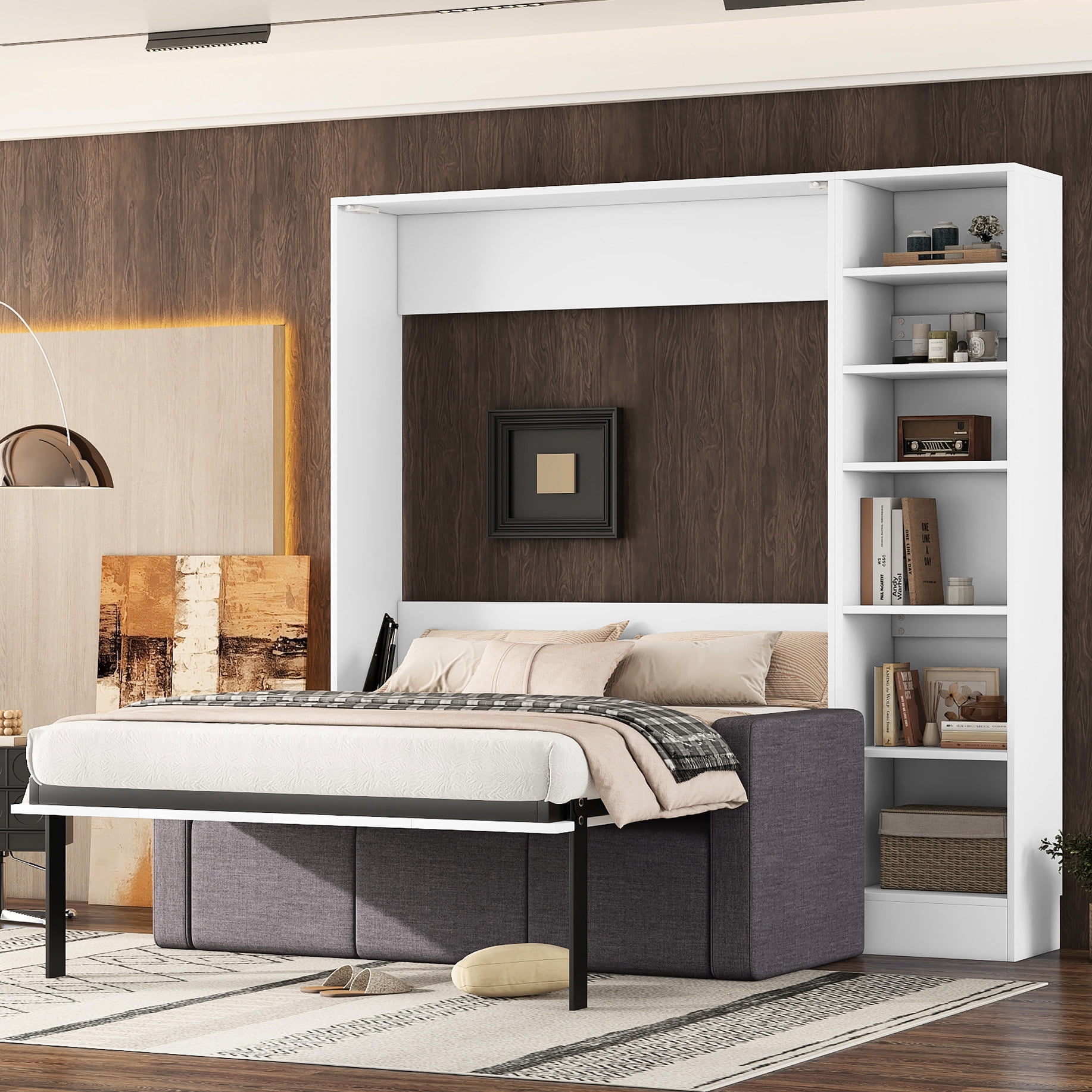 White, full-size Murphy bed with ergonomic comfort - Have a restful ...