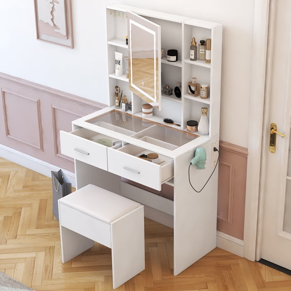 White, hemp surface particle board with triamine, 2 drawers and 4 ...