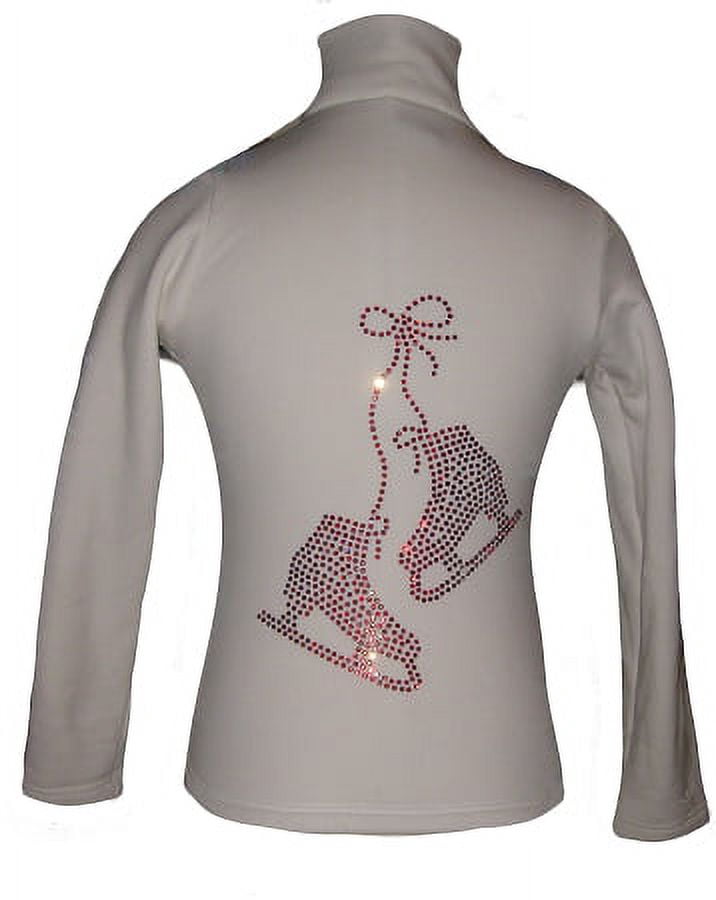 White ice Skating Jacket with "Pair of skates" red crystal rhinestone ...
