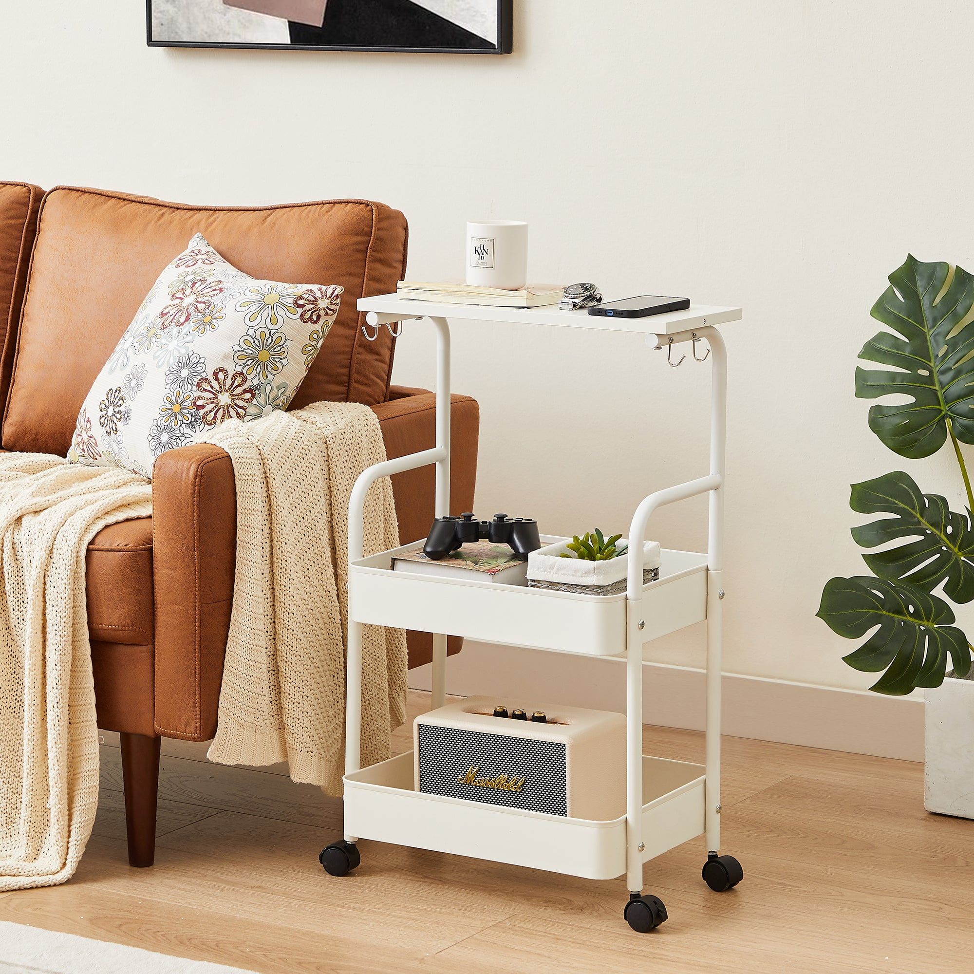 White kitchen 3-tier rolling mobile practical storage trolley - Walmart.com