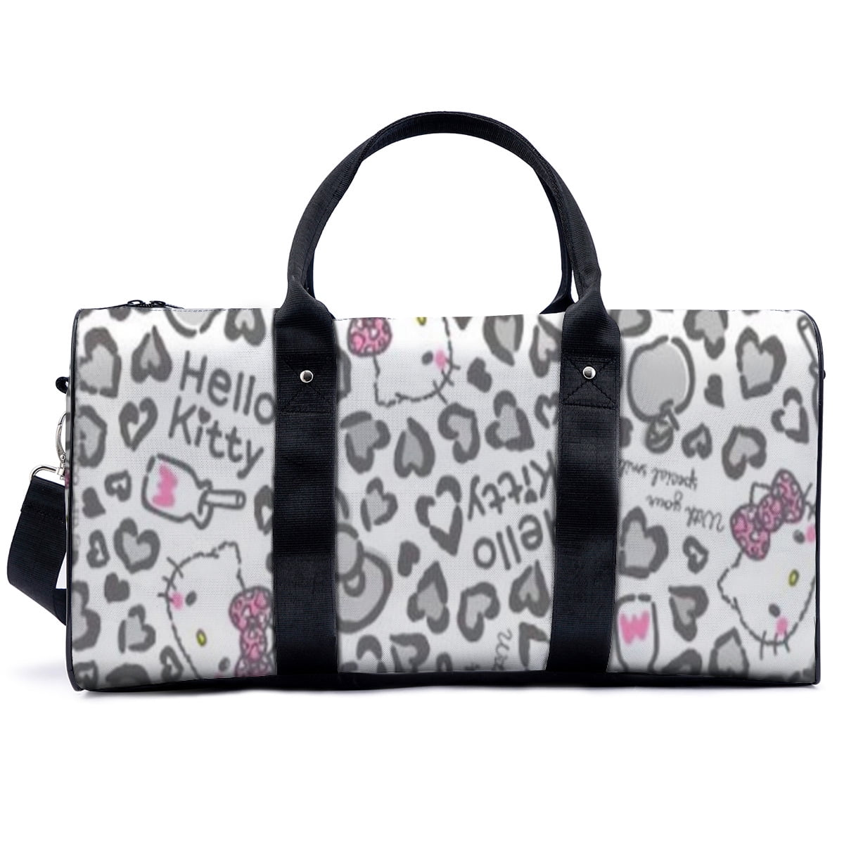 White kitty Cartoon Travel Luggage Bag with Shoulder Strap Tote ...