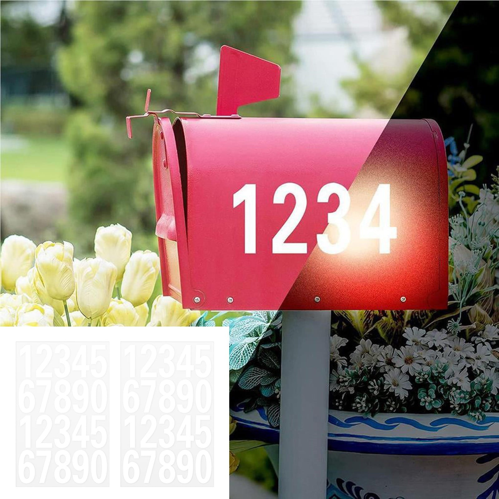 AZZAKVG White Reflective Mailbox Numbers, Glow in Dark, Outdoor ...