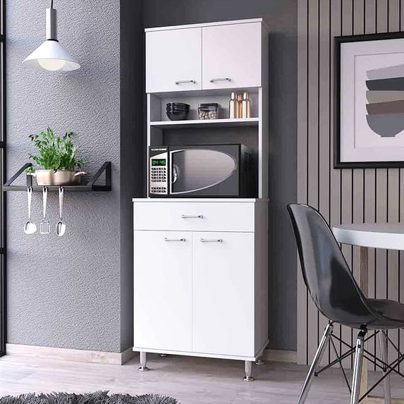 White modern cabinet, multi - purpose storage | Upgrade your kitchen ...