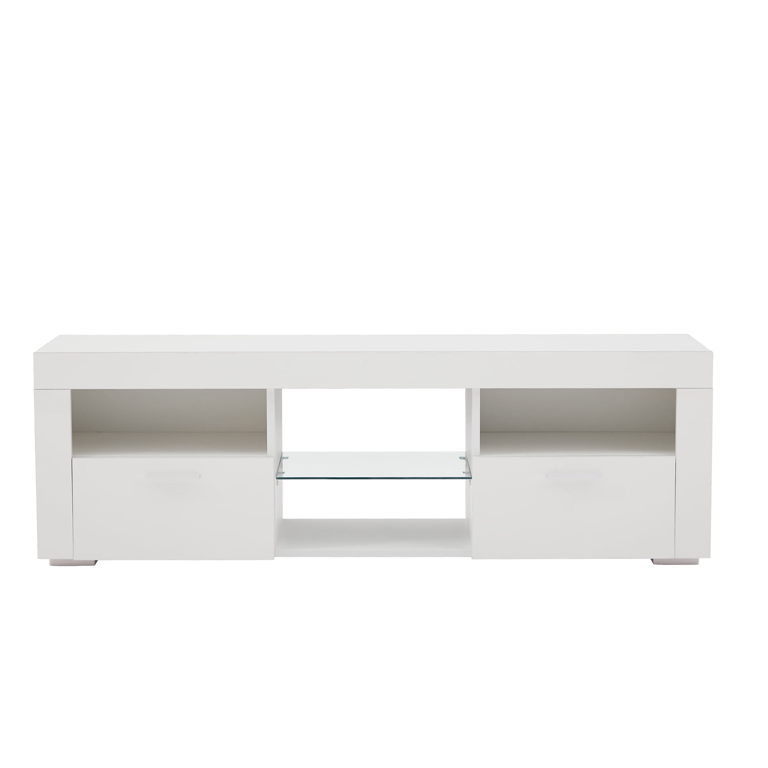 "White morden TV Stand with LED Lights,high glossy front TV Cabinet,can ...
