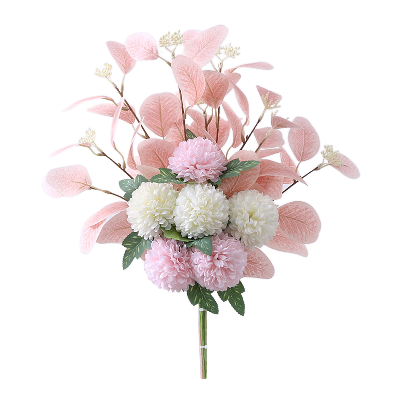 White powder ping pong chrysanthemum bouquet eucalyptus leaf ball ...
