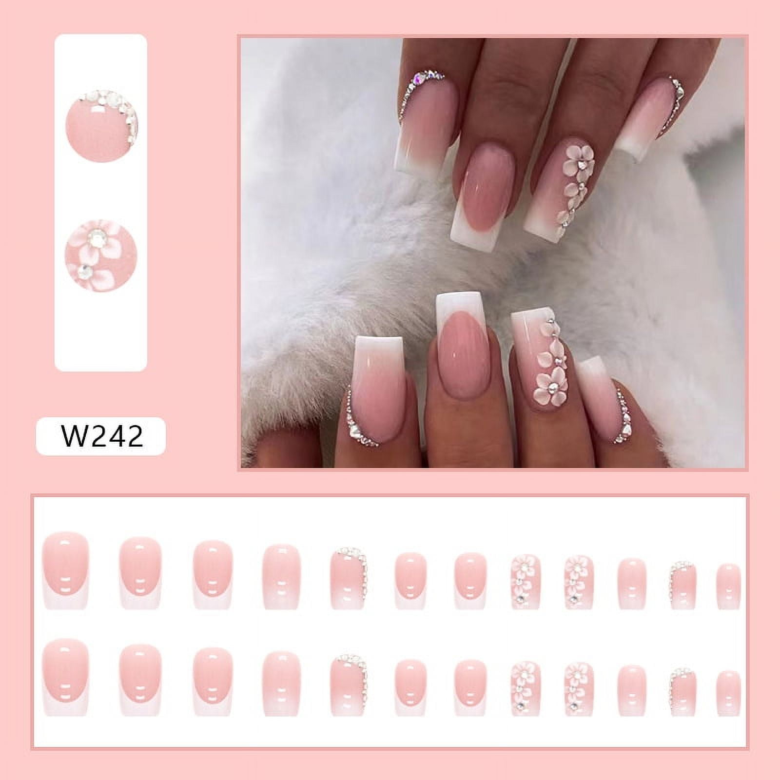 White romantic simple French pure want to wear pile of nail pieces ...