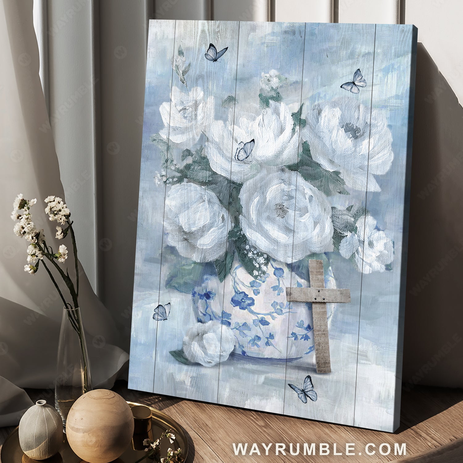 White rose vase, Beautiful painting, Pretty cross, Still life artwork ...