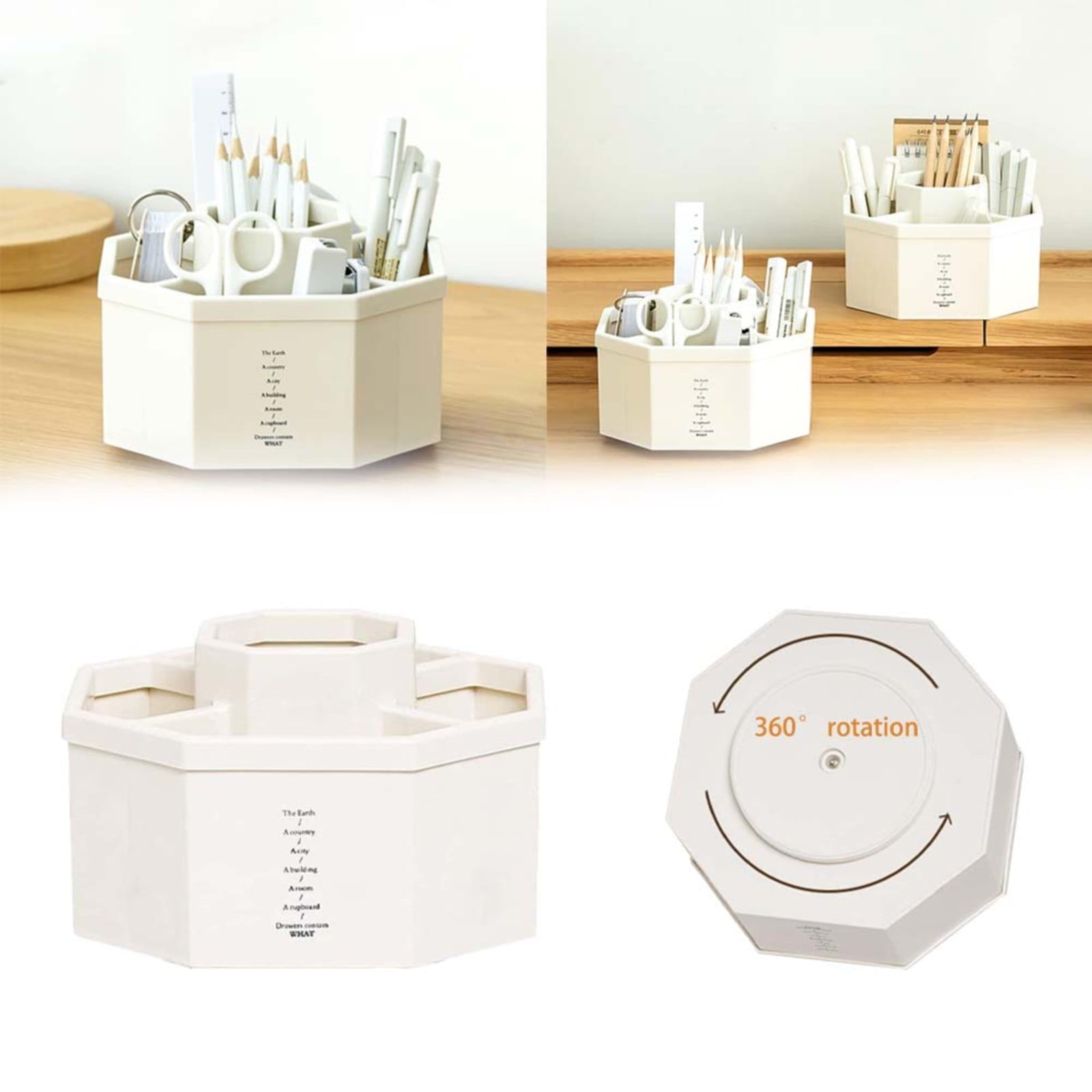 White (rotatable) Rotating Pen Holder Storage Box Suitable For Simple ...