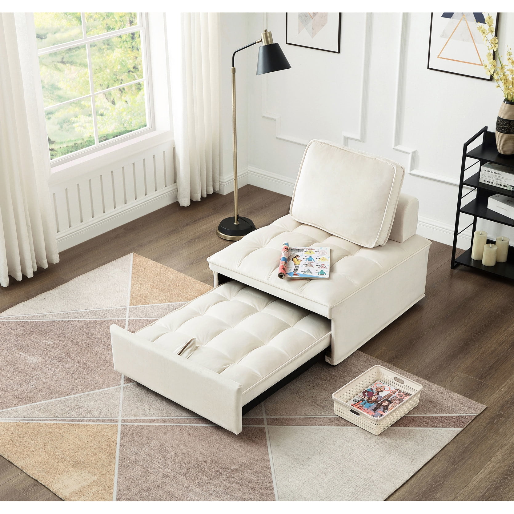 White single sofa bed convertible to tea table / Simple design, great ...