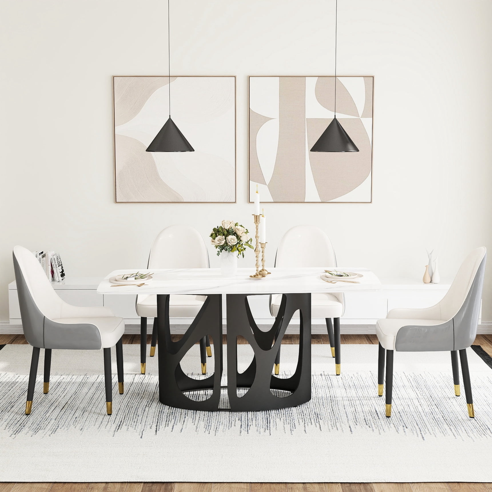 White sintered stone dining table - anti - stain and easy to wipe - for ...