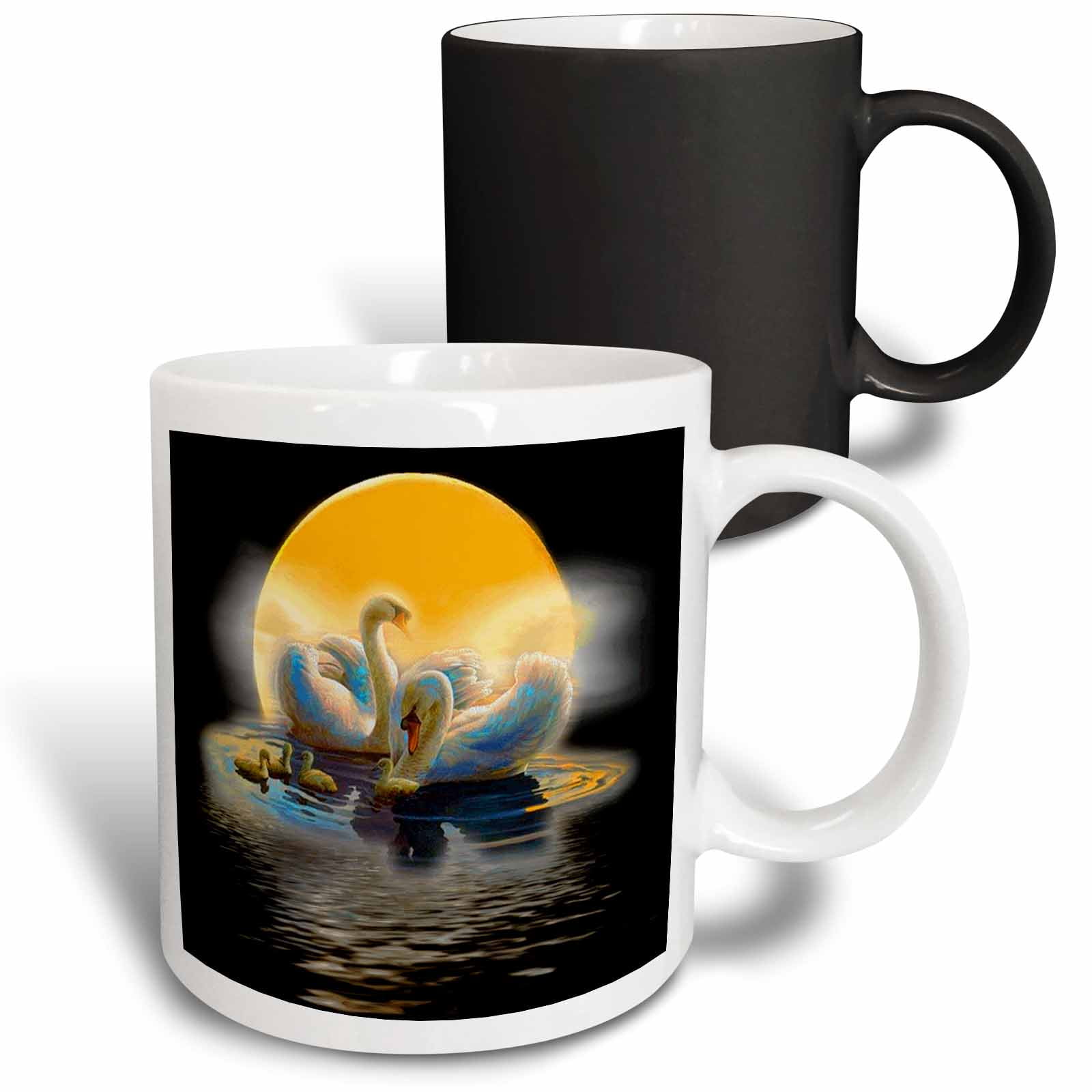 White swans in beautiful lake with bright moon stunning colors 11oz ...