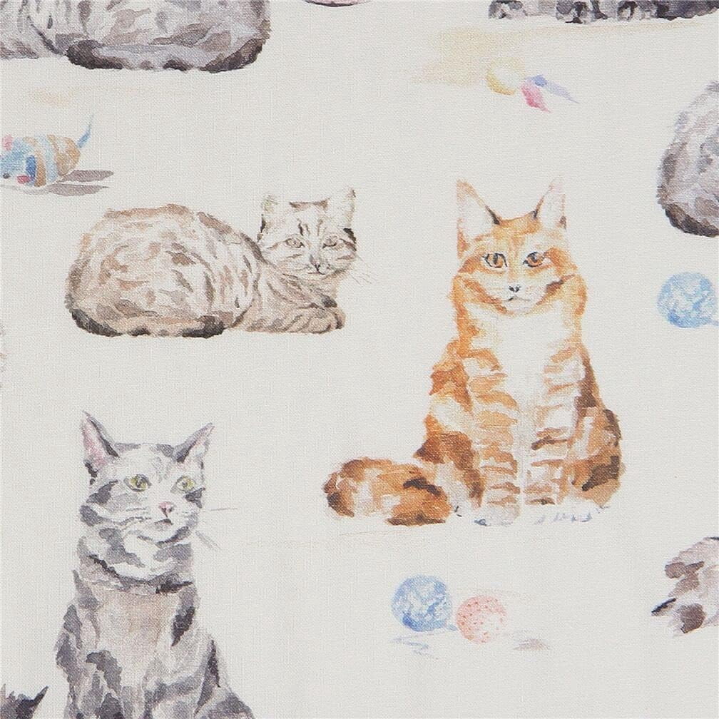 White tossed cat fabric with Persian and shorthair cats by Paws Up (per 0.5 yard) - Walmart.com