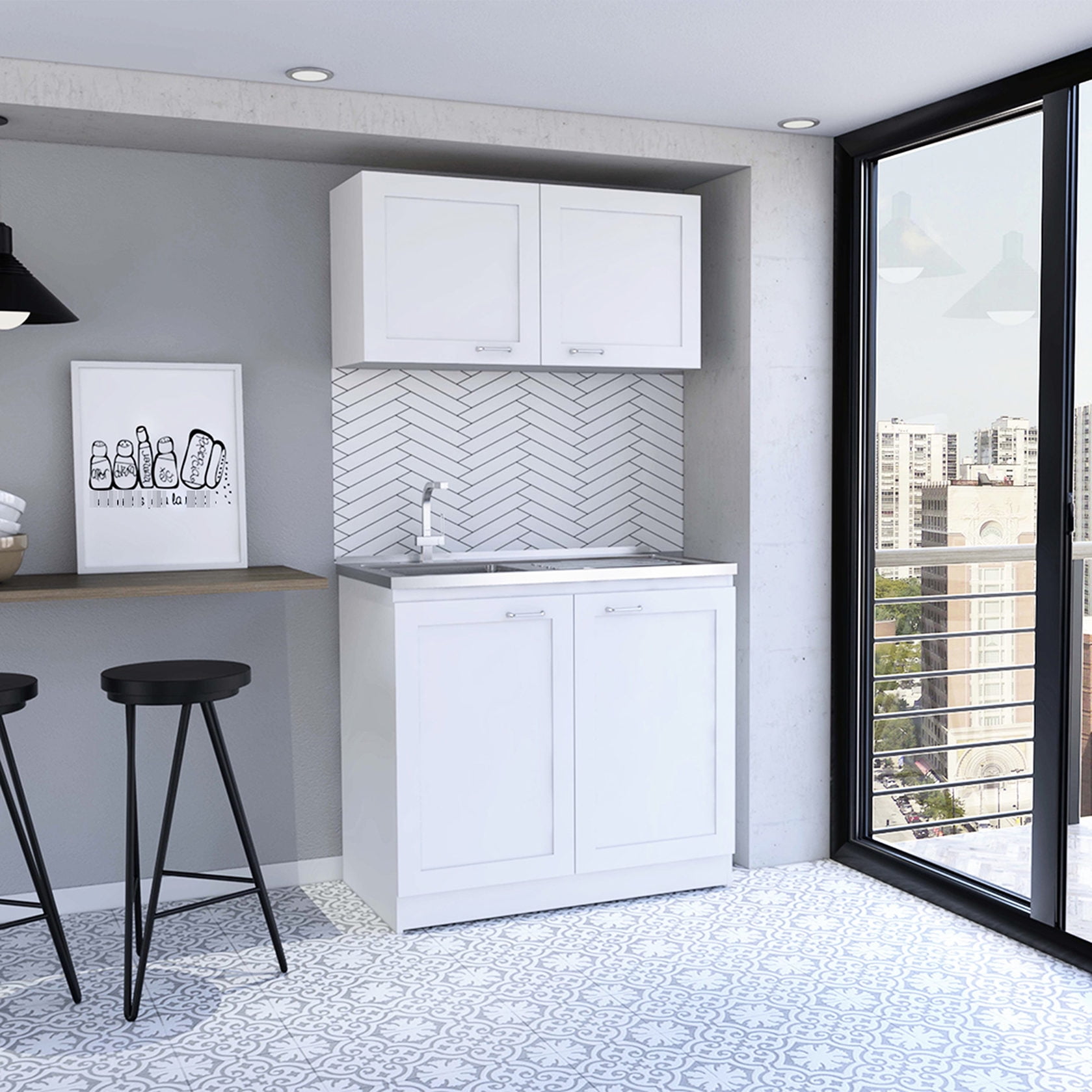 White two - shelf storage cabinet set / Keeps your place clutter - free ...