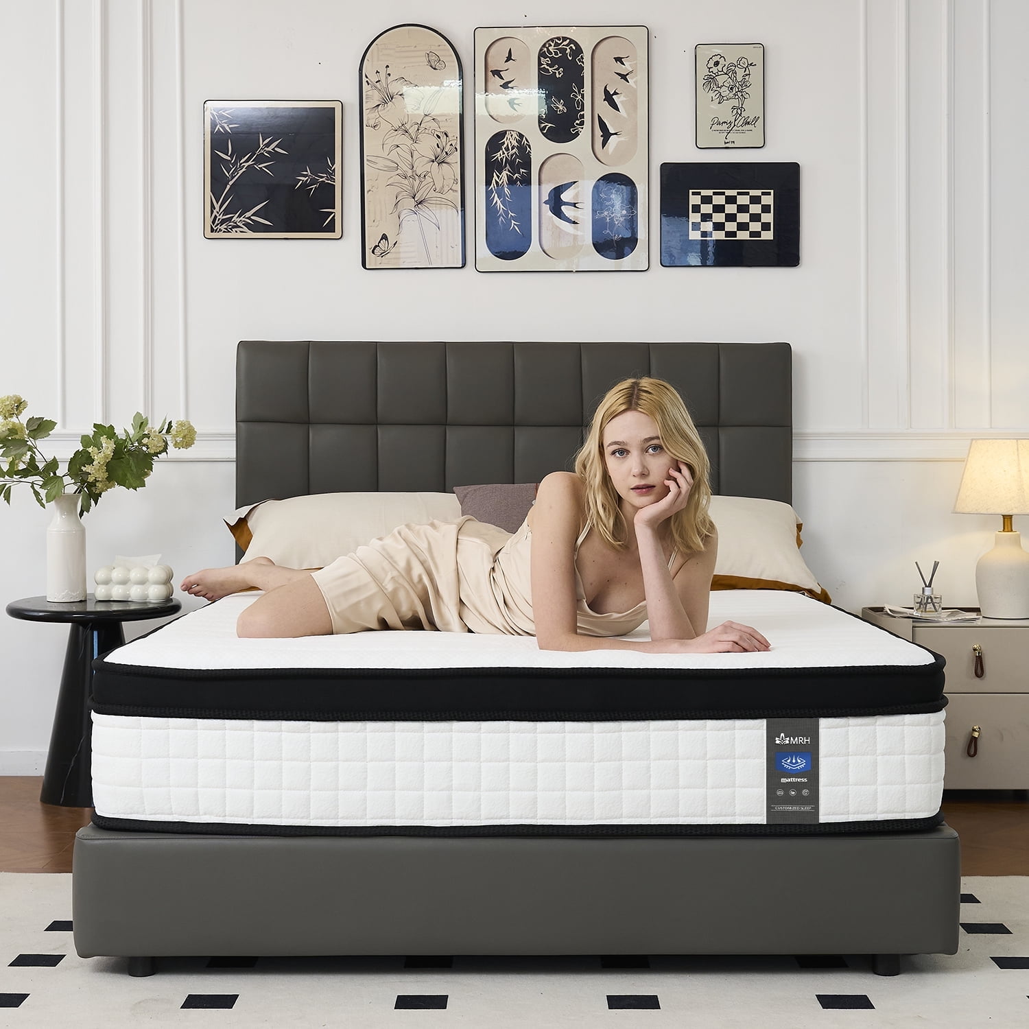 beikaizhikong White 12 Inch King Hybrid Mattress with Memory Foam and ...