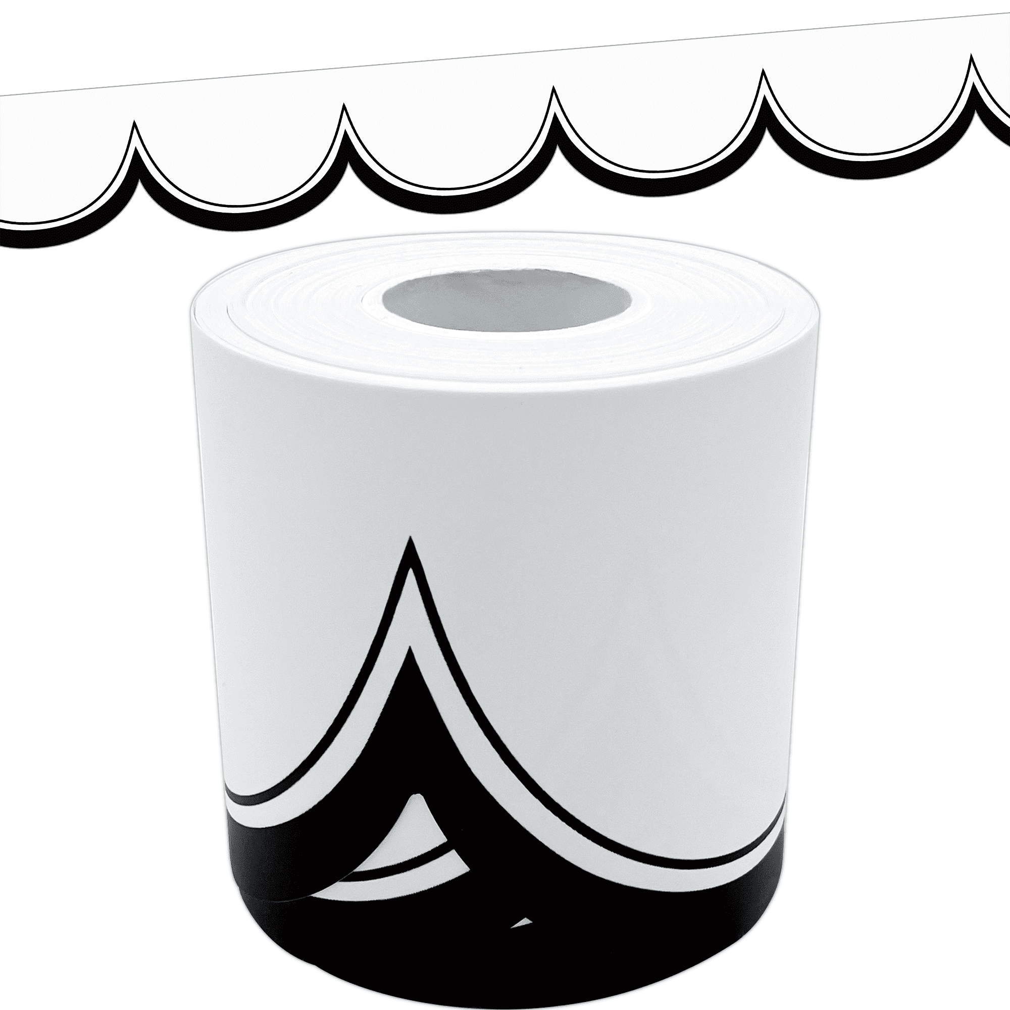 White with Black Scalloped Die-Cut Rolled Border Trim - Walmart.com