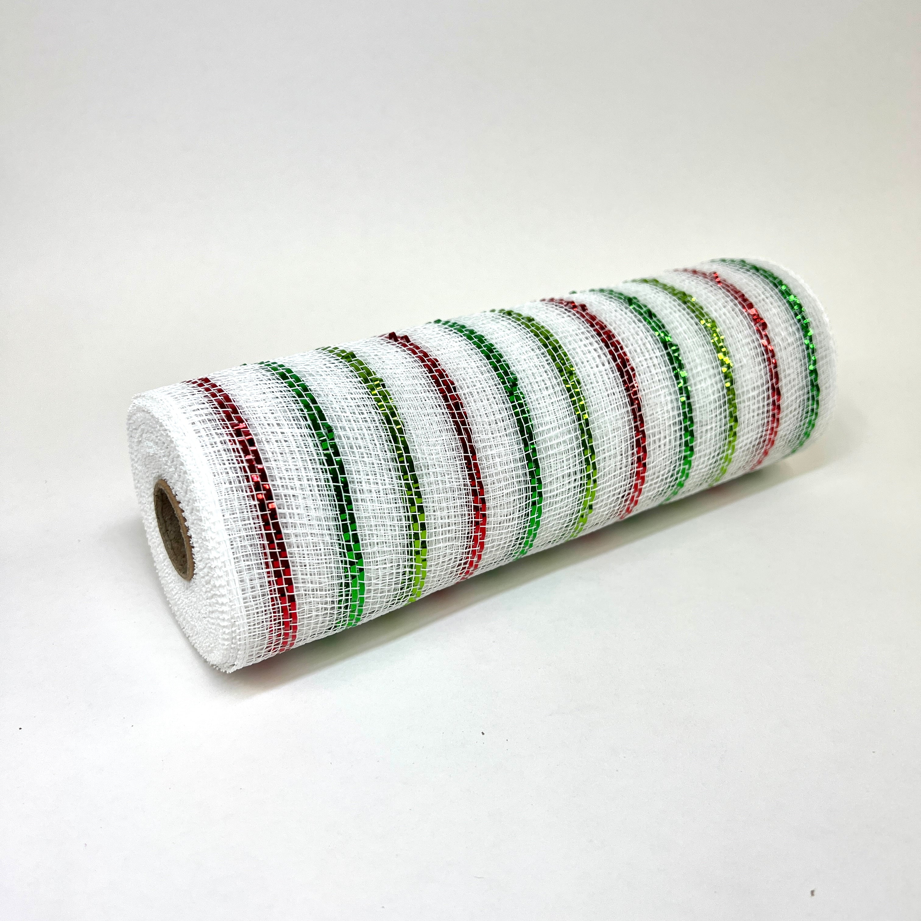 White with Multi Color - Holiday Floral Mesh Wraps - ( 10 Inch x 10 ...