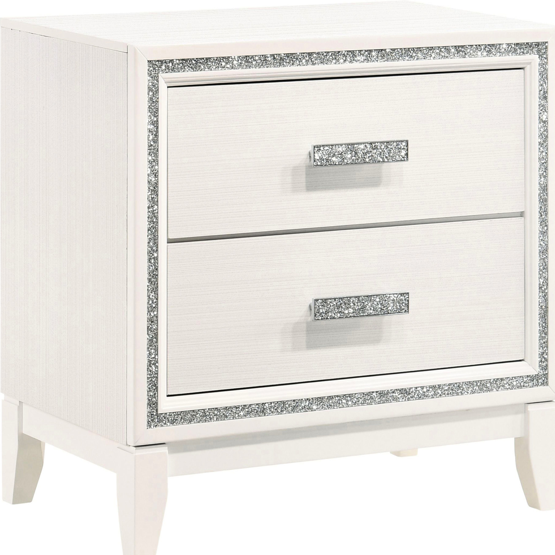 White wood 2-drawer - Safety stop for controlled closing - Bedroom ...