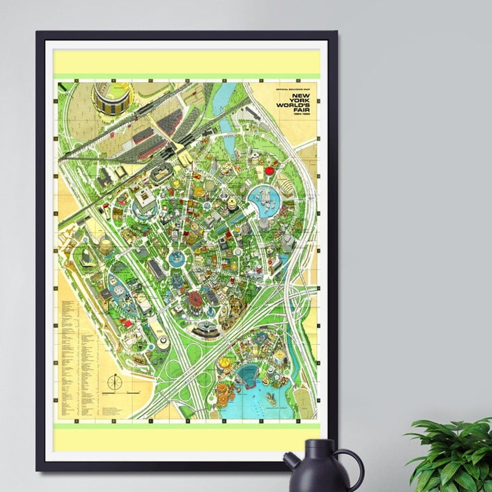 WhitePeak Art 1964 Ny Worlds Fair Map Vintage Poster, 12x18 UNFFRAMED ...