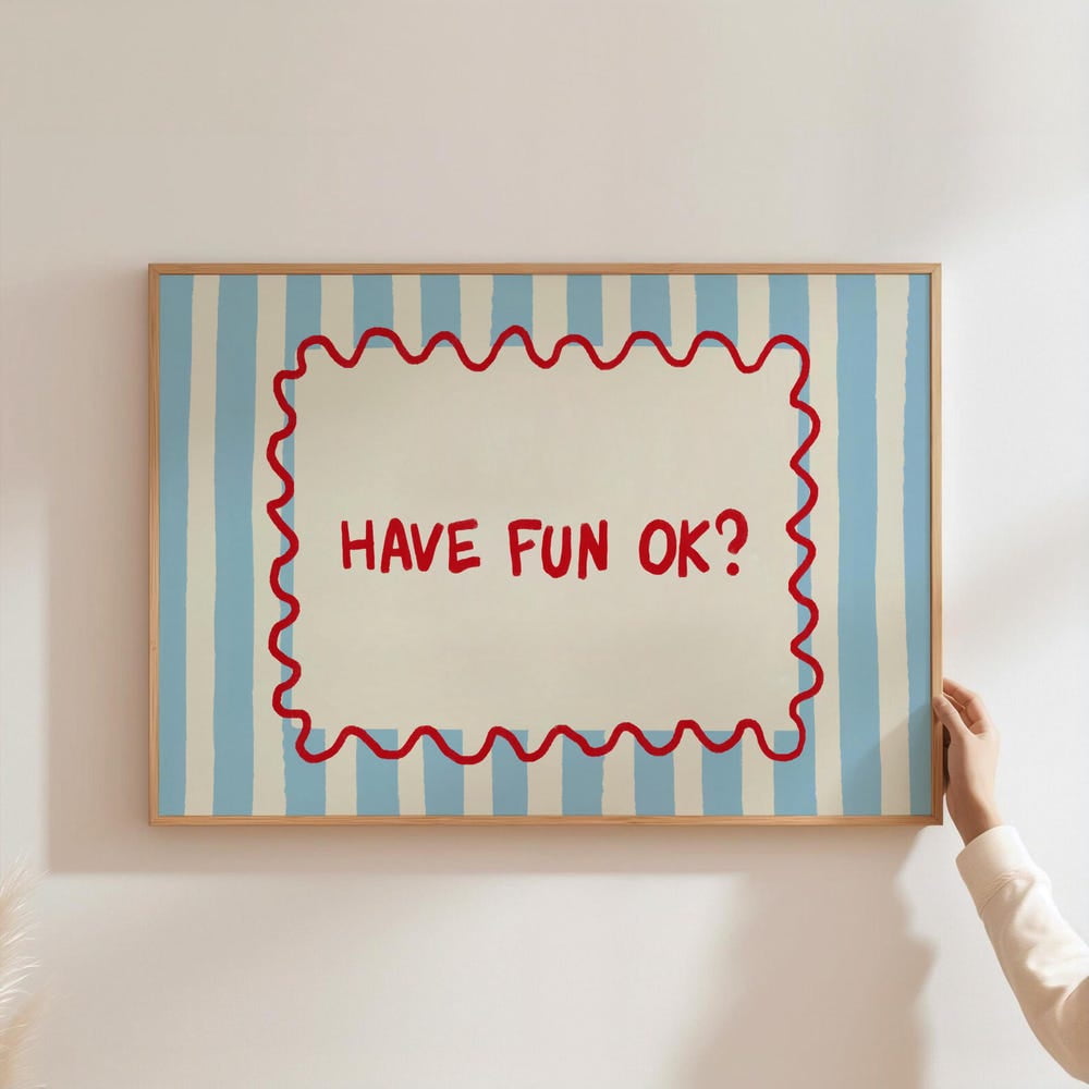WhitePeak Art Have Fun Red Blue Preppy Trendy Poster, 8x12 UNFFRAMED ...
