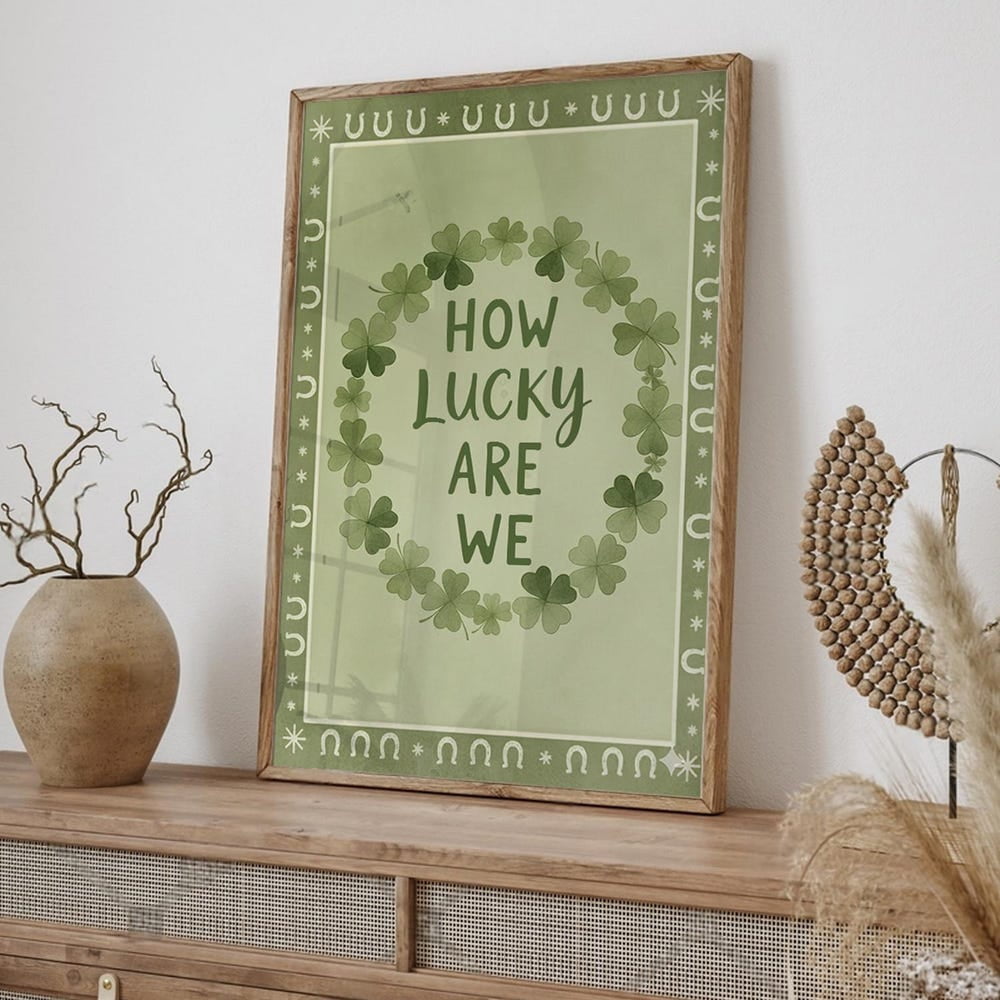 WhitePeak Art How Lucky Are We Green Striped Preppy Poster, 8x12 ...